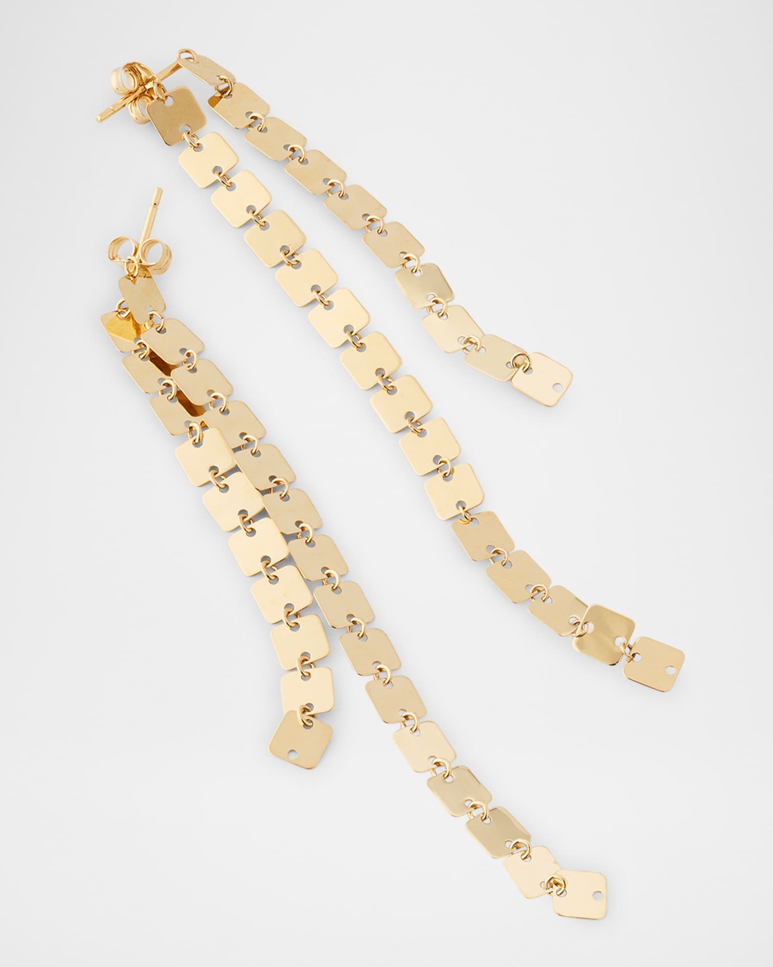 LANA 14K Yellow Gold Laser Square Chain Linear Earrings | Neiman Marcus