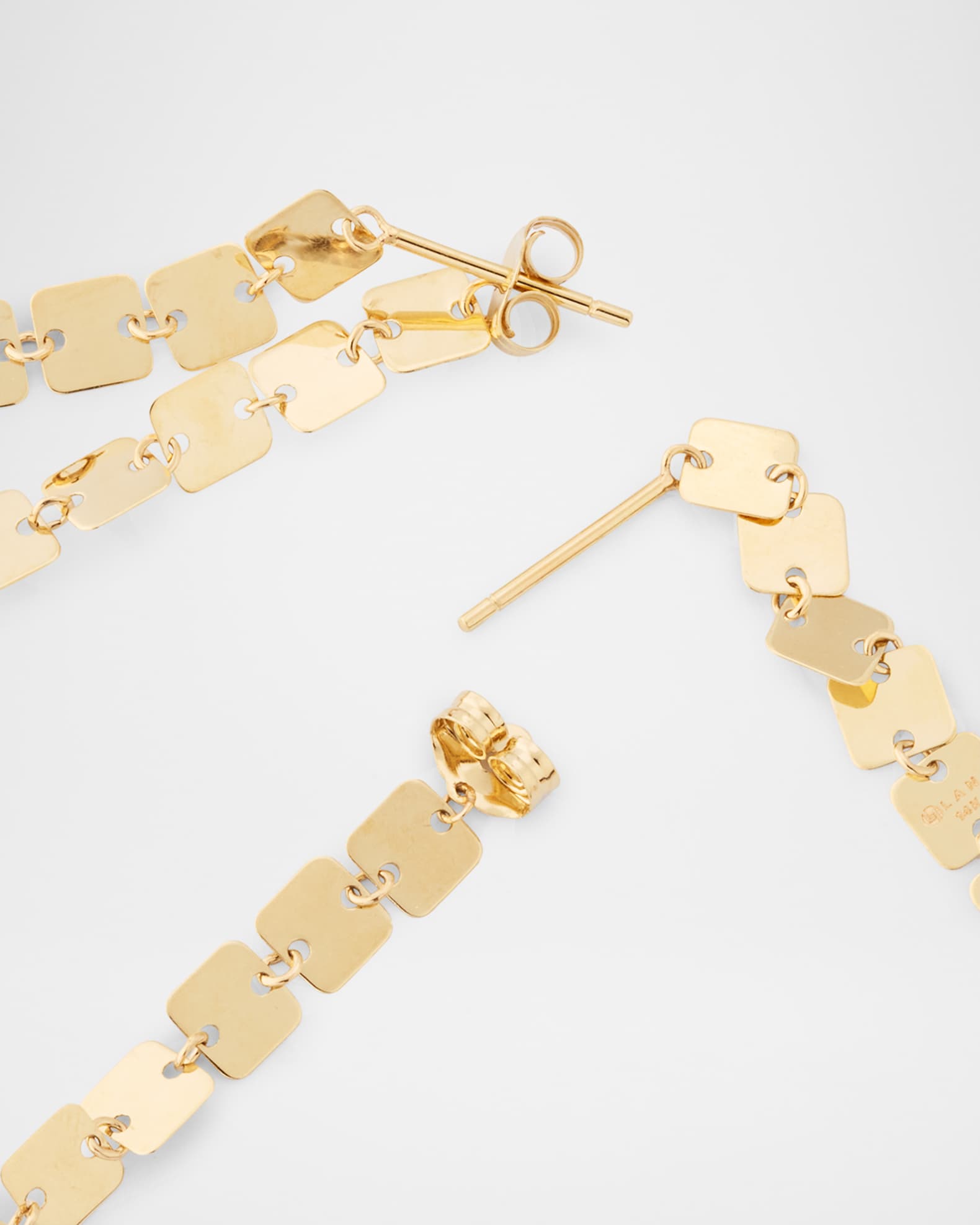 LANA 14K Yellow Gold Laser Square Chain Linear Earrings | Neiman Marcus