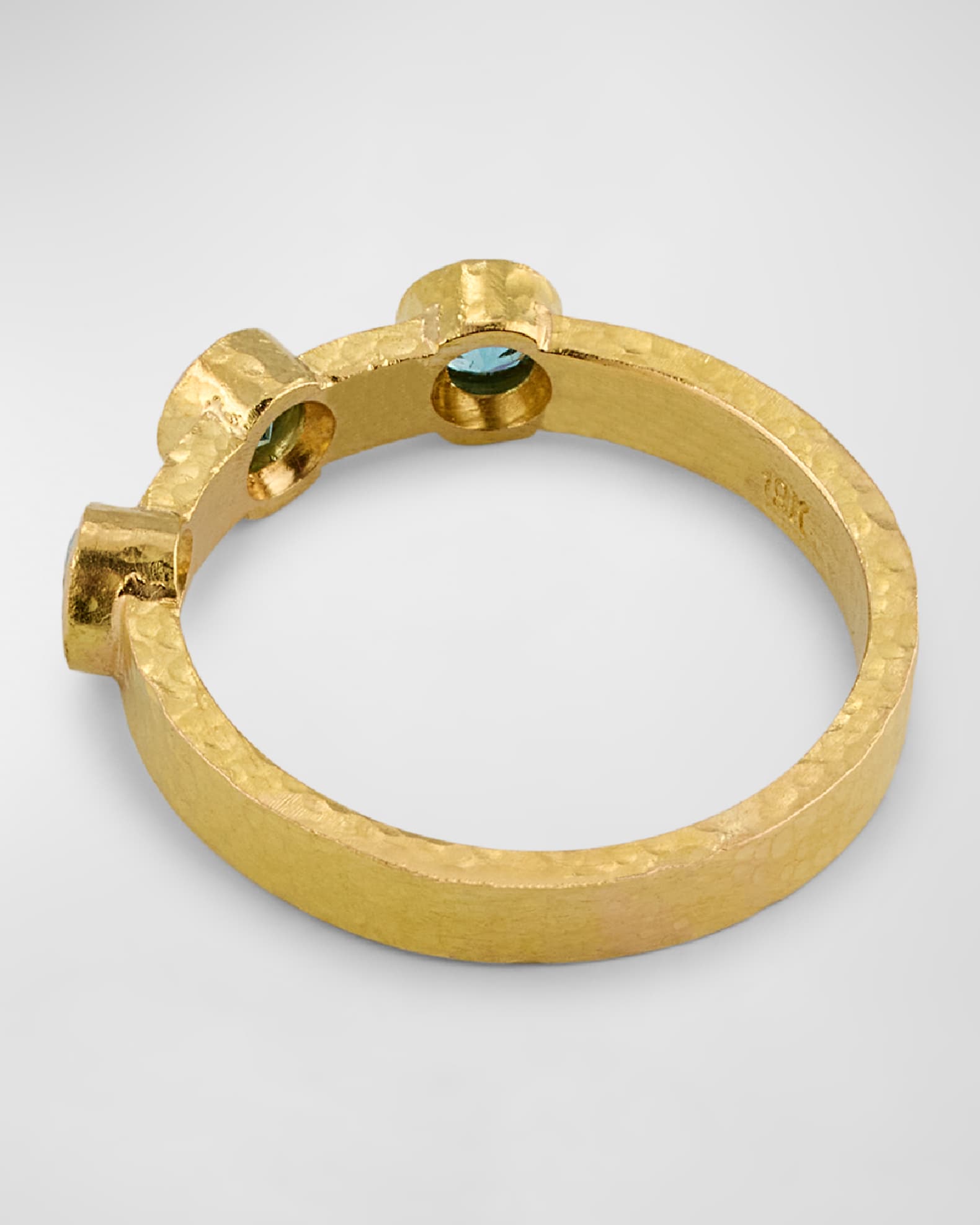 Elizabeth Locke 19K Yellow Gold 3 Blue Zircon Flat Ribbon Stack Ring ...