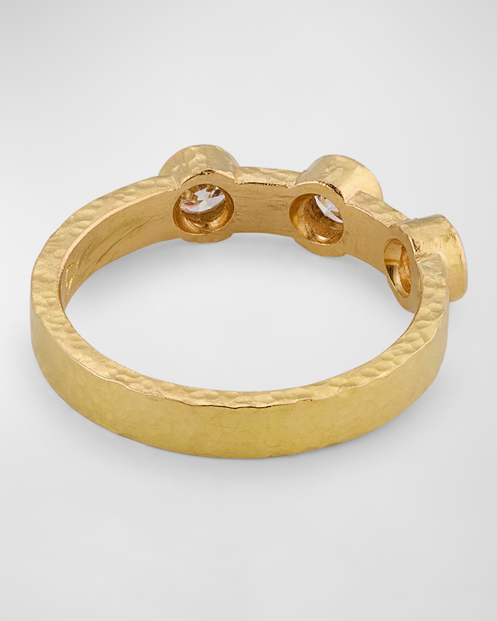 Elizabeth Locke 19K Yellow Gold 3 Diamond Flat Ribbon Stack Ring, Size ...