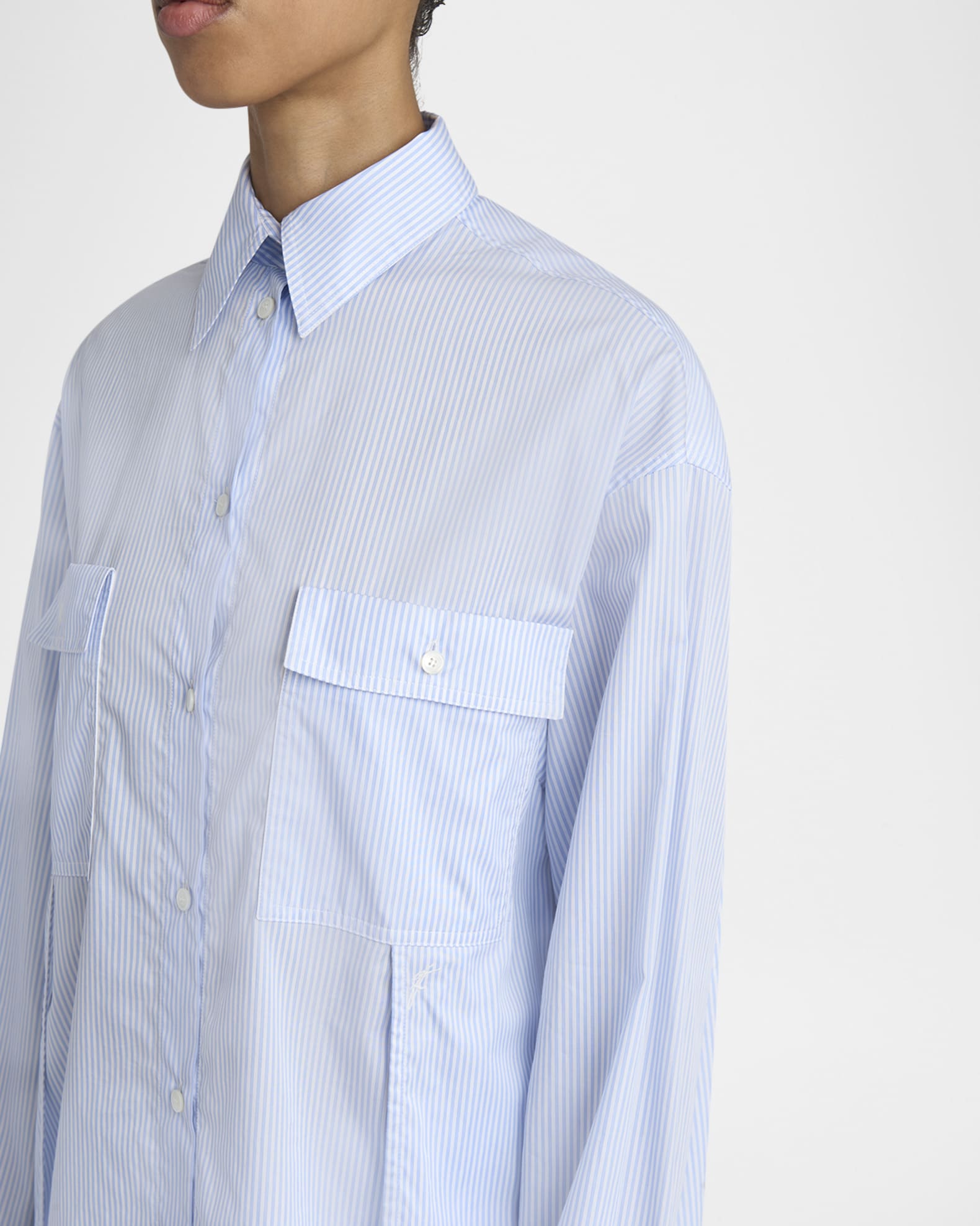 Ferragamo Splice-Hem Striped Button-Down Shirt | Neiman Marcus