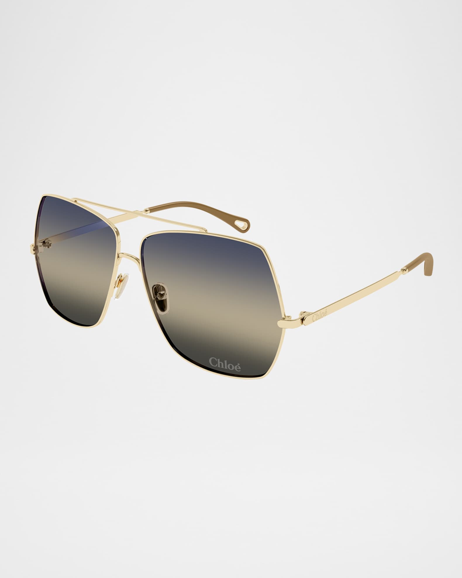 Chloe Gradient Aviator Metal Sunglasses | Neiman Marcus