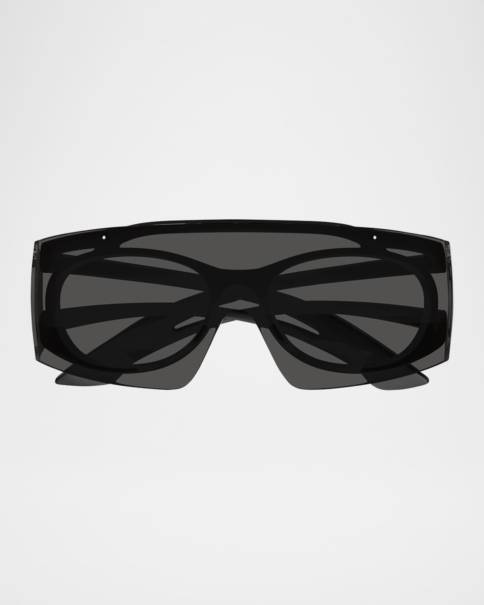 McQueen Logo-Print Shield Plastic Sunglasses | Neiman Marcus