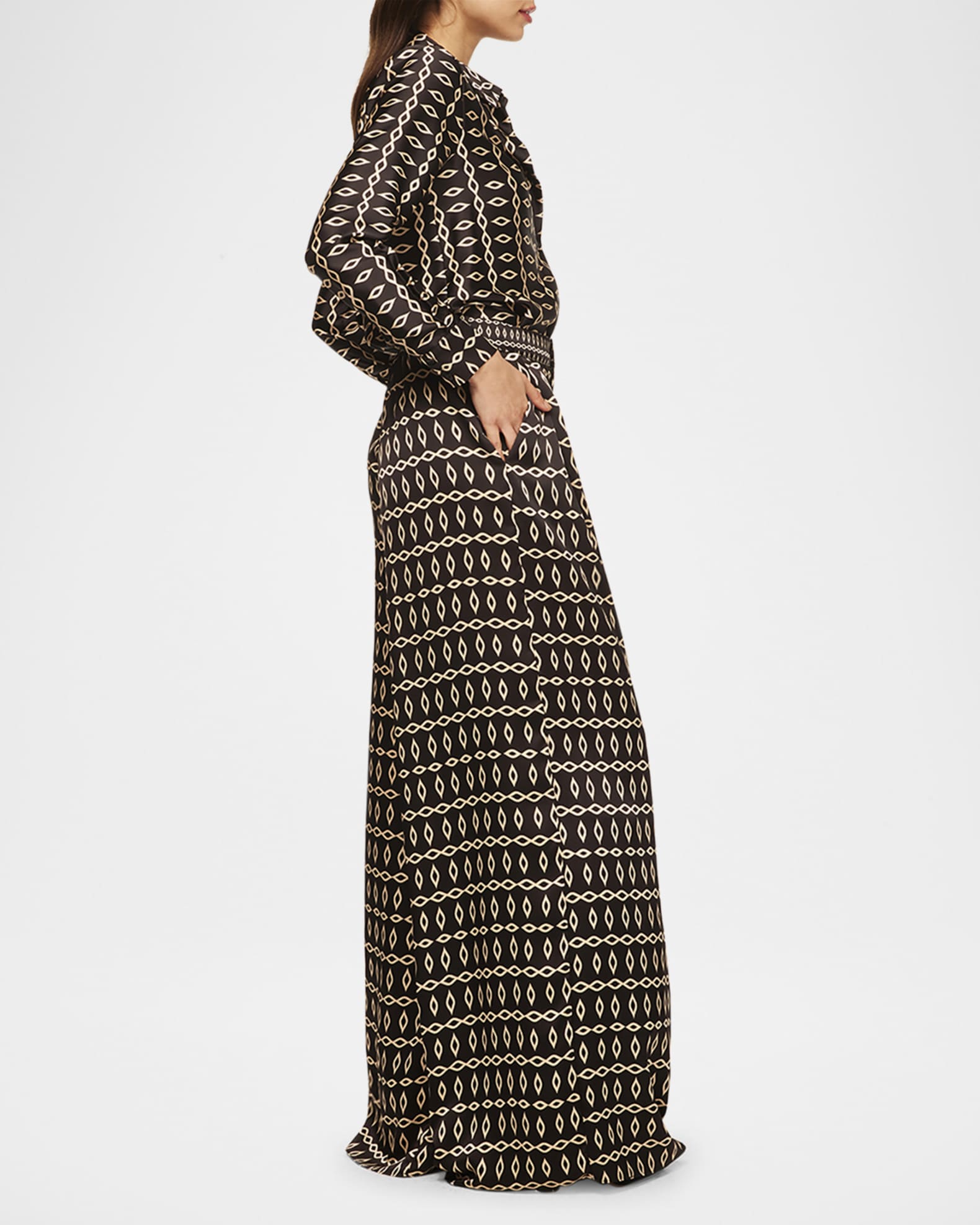 MISA Los Angeles Lemor Wide-Leg Geo-Print Pants | Neiman Marcus