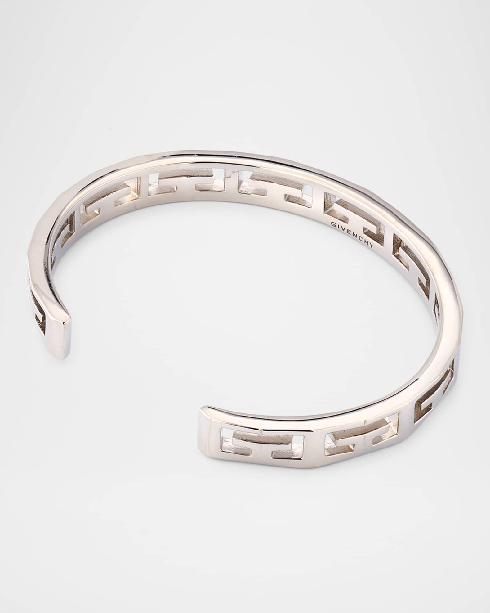 Givenchy Men's 2G Silvery Cuff Bracelet | Neiman Marcus