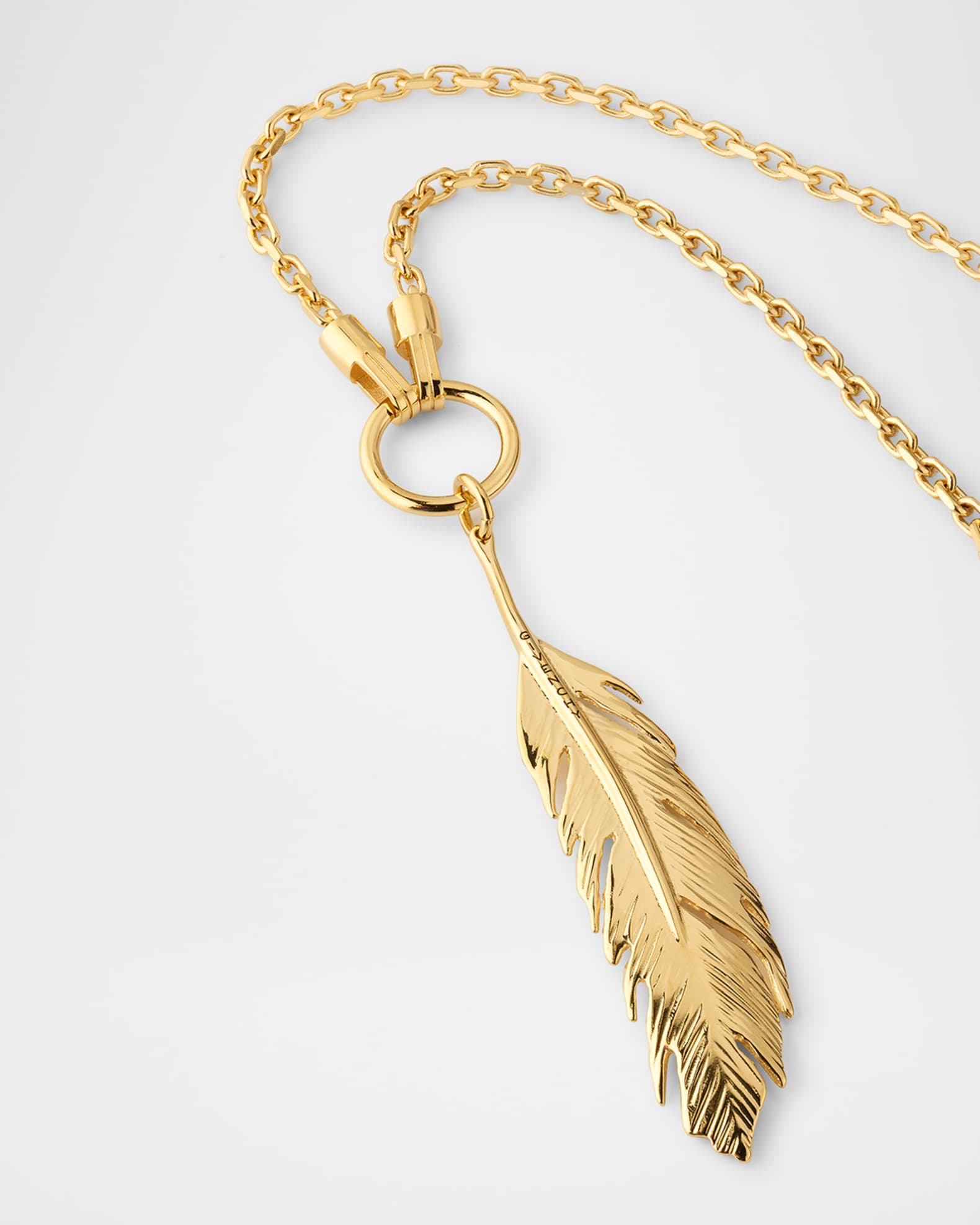 Givenchy Men's Small Gold-Tone Feather Pendant Necklace | Neiman Marcus