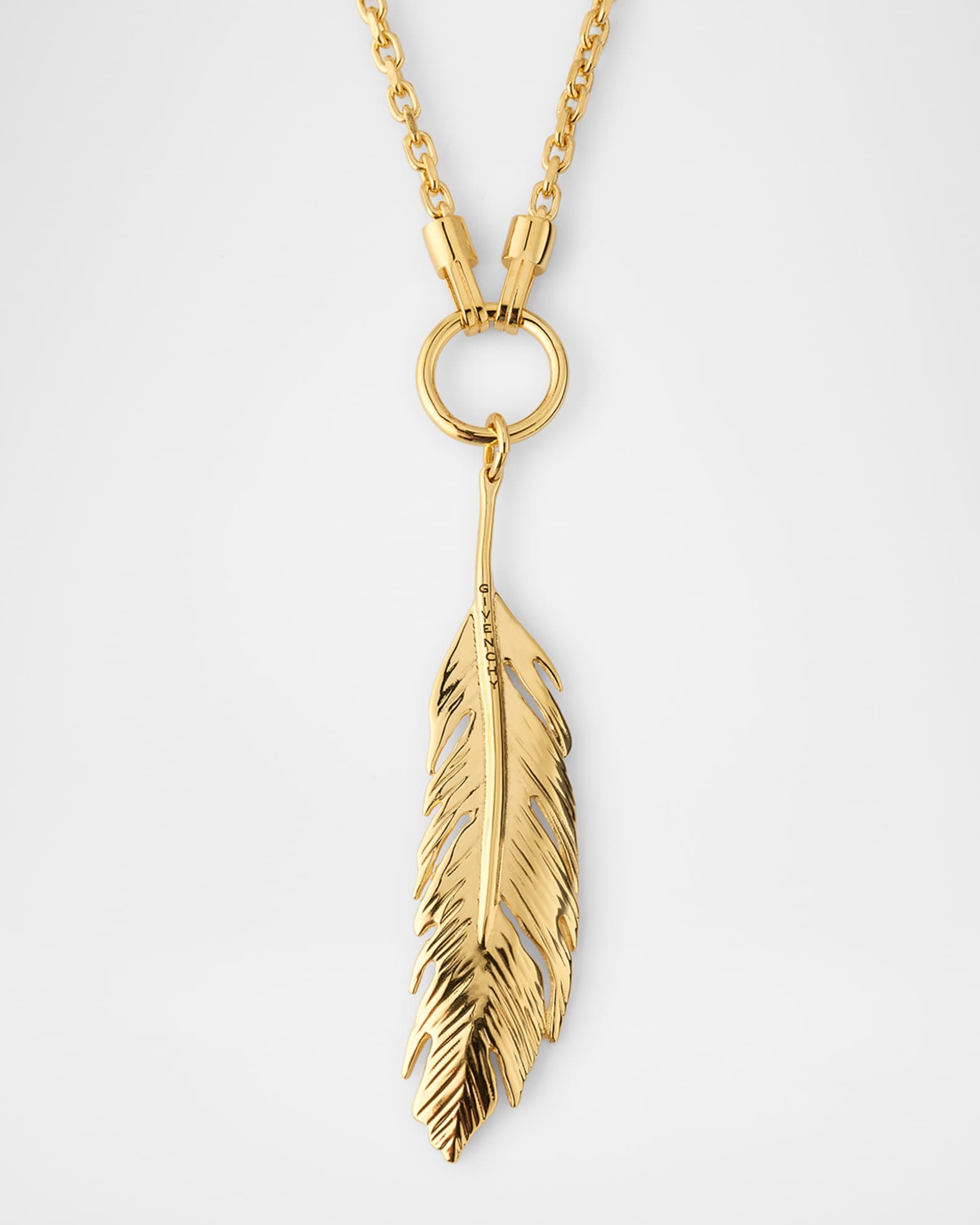 Gold feather necklace mens store