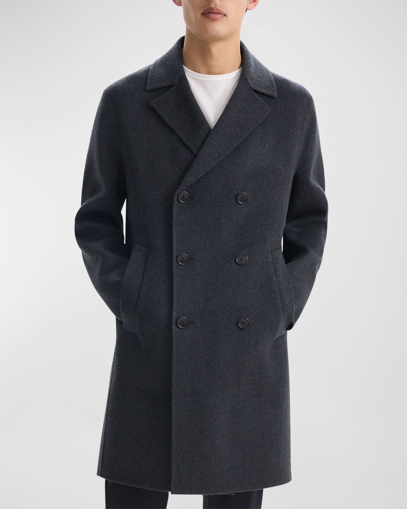 Theory Men's Double-Breasted Topcoat in New Divide | Neiman Marcus