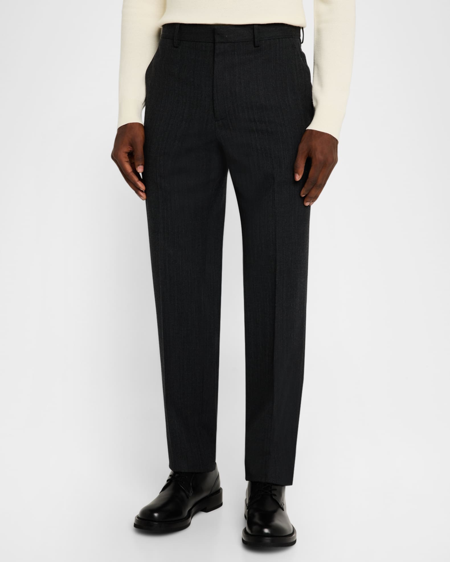 Theory Men's Mayer Herringbone Flannel Pants | Neiman Marcus