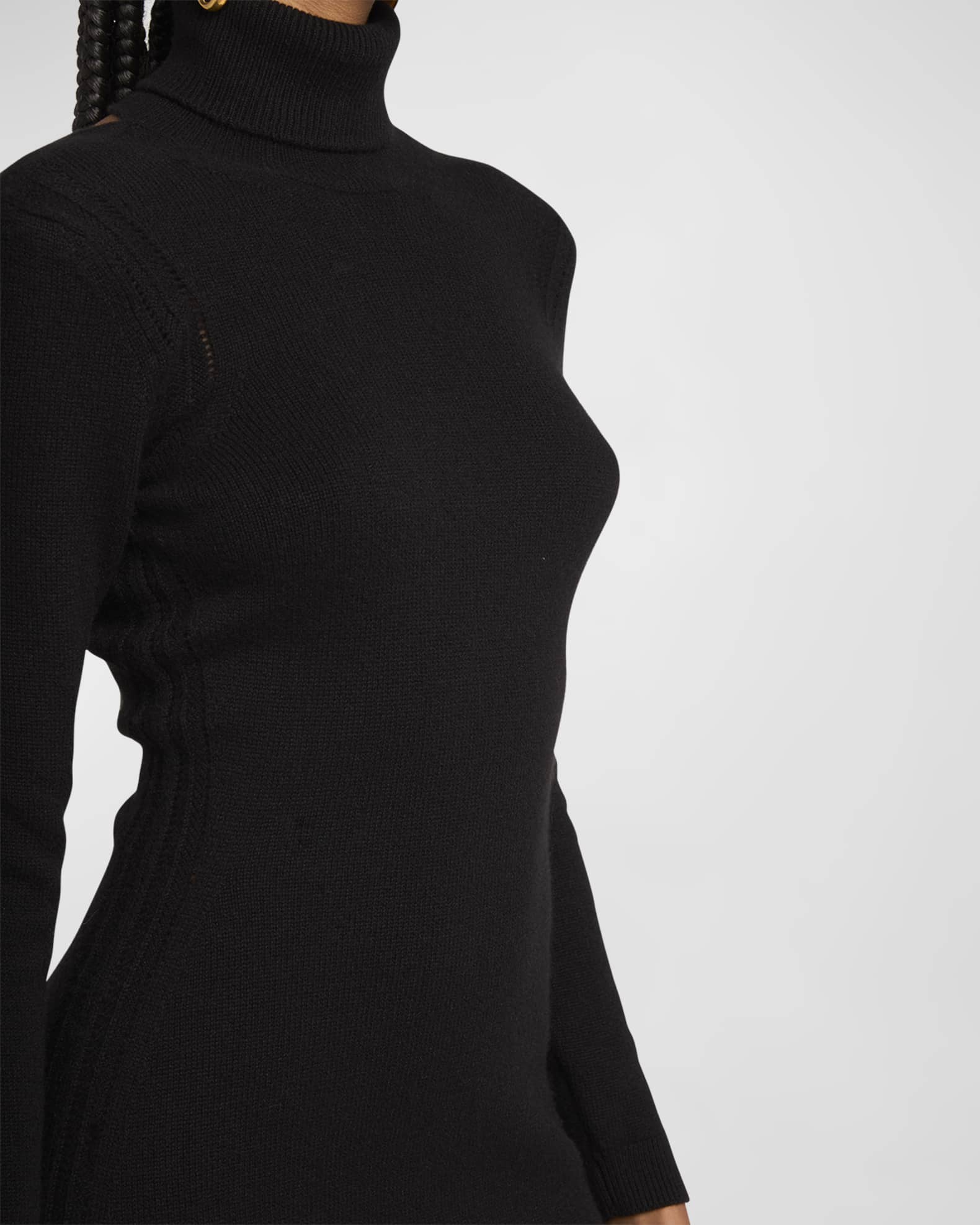TOM FORD Turtleneck Open-Back Cashmere Mini Sweater Dress | Neiman Marcus