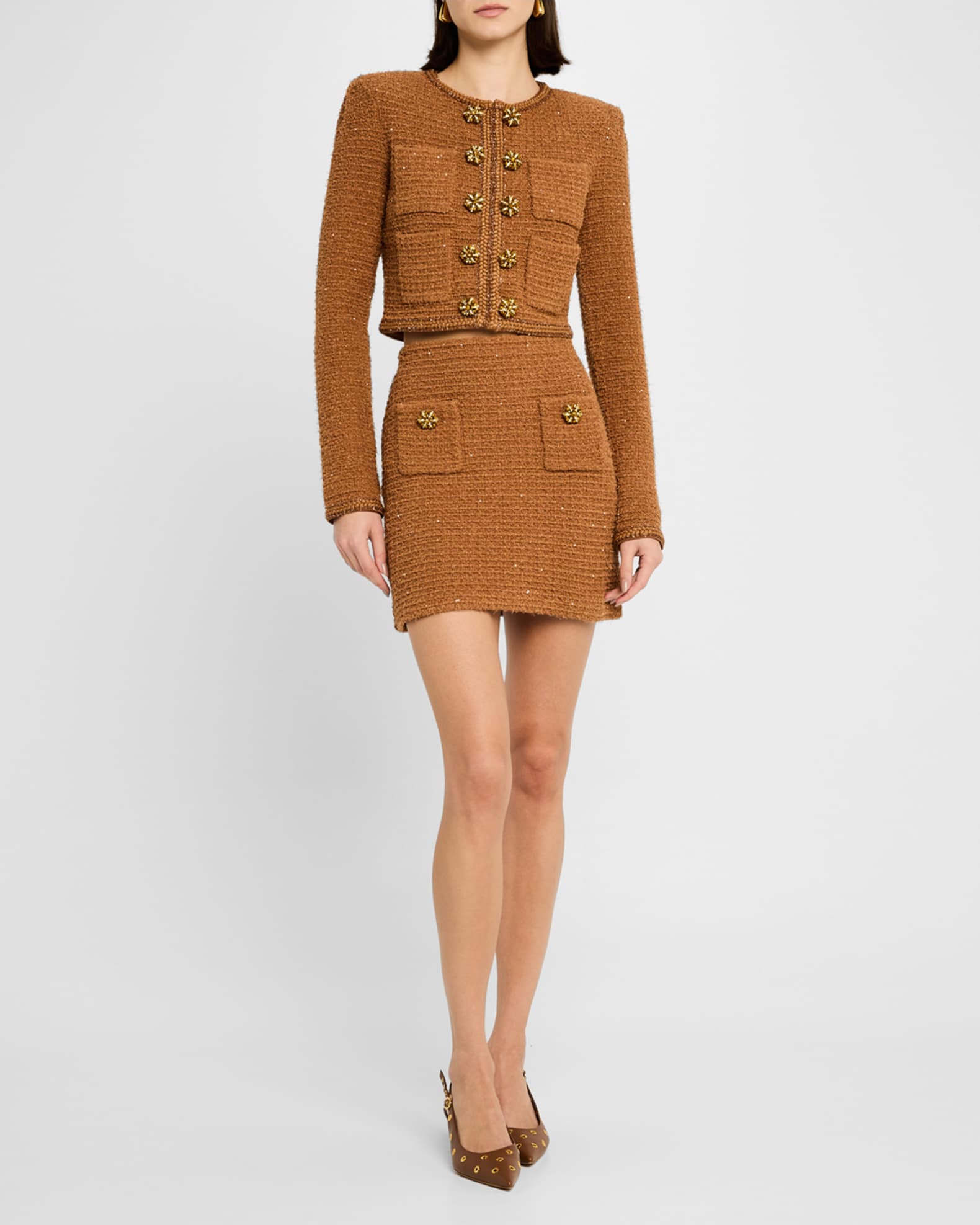 Self-Portrait Textured Knit Jacket | Neiman Marcus