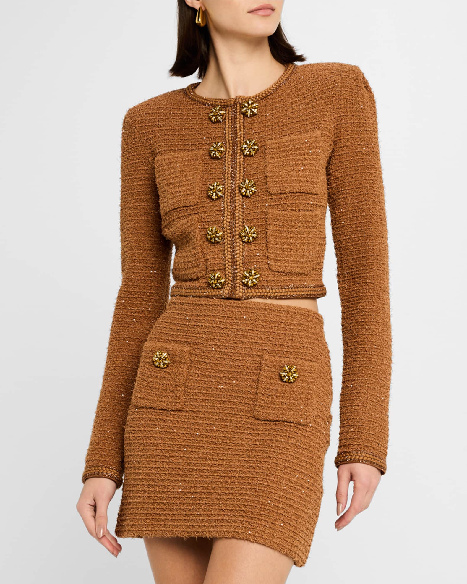 Self-Portrait Textured Knit Jacket | Neiman Marcus