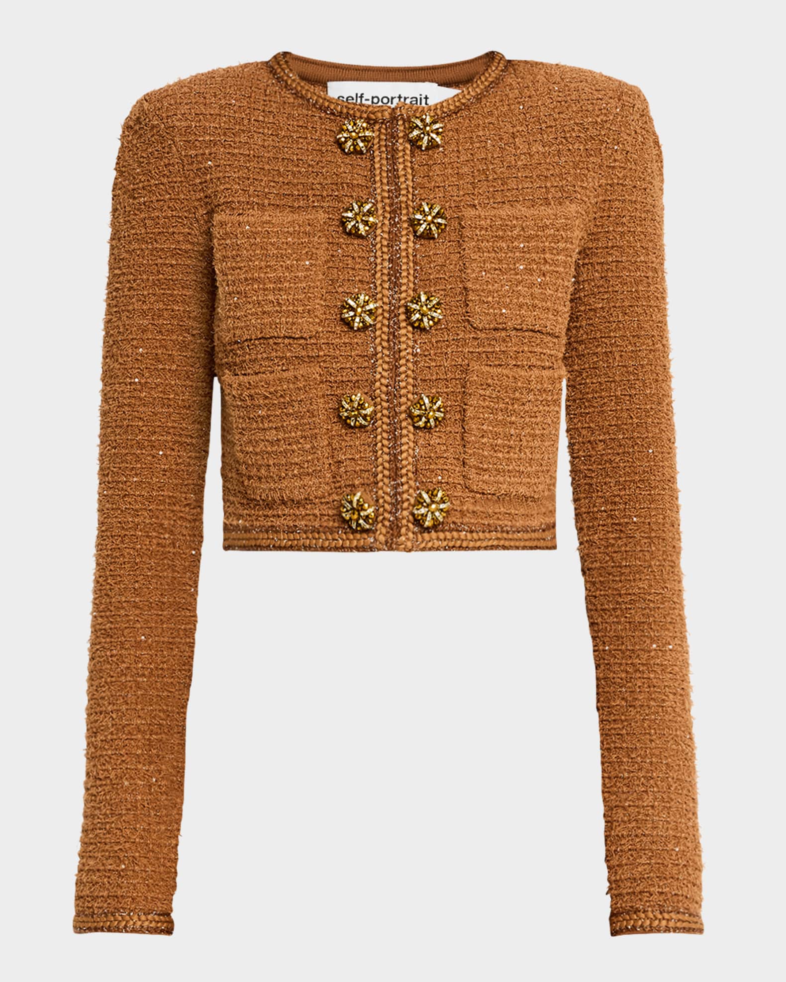 Self-Portrait Textured Knit Jacket | Neiman Marcus