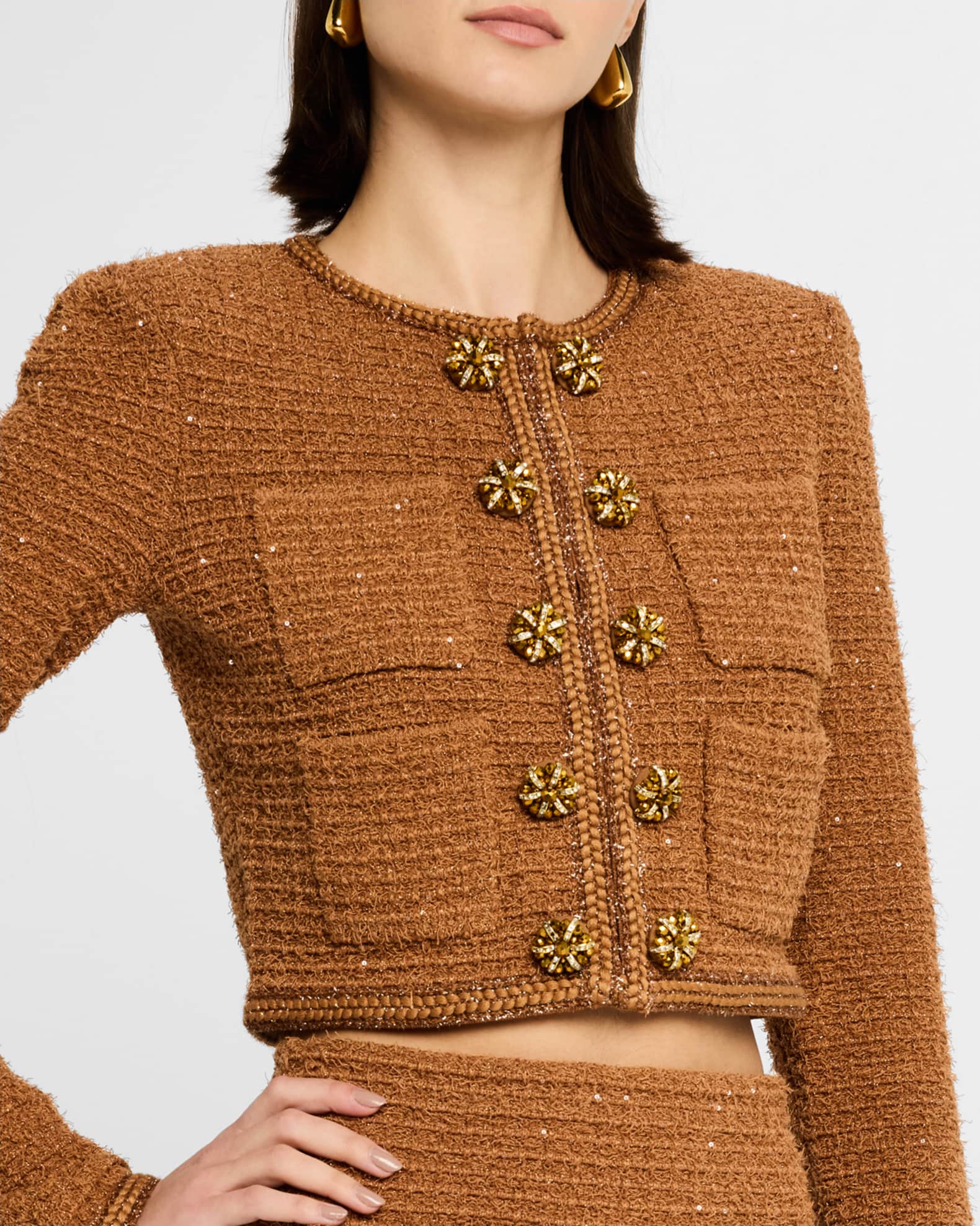 Self-Portrait Textured Knit Jacket | Neiman Marcus