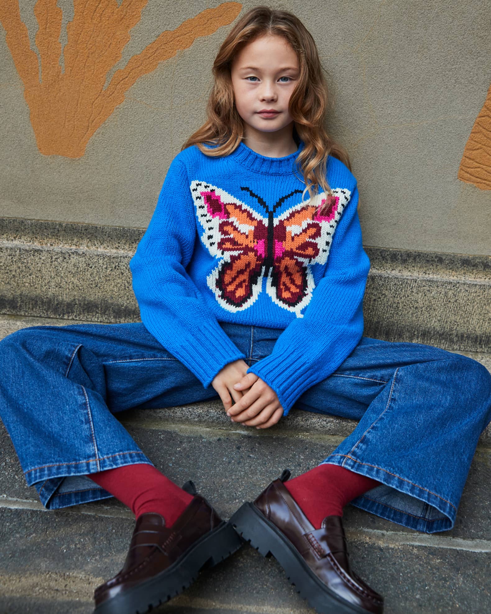 Girl's Gulda Butterfly Intarsia Sweater | Neiman Marcus