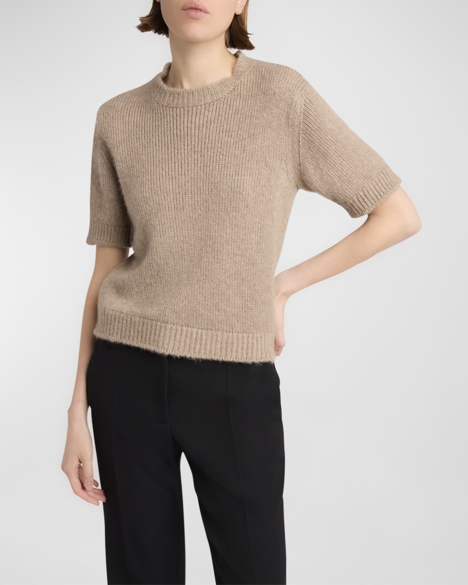 THE ROW Hibiscus Cashmere Short-Sleeve Sweater | Neiman Marcus