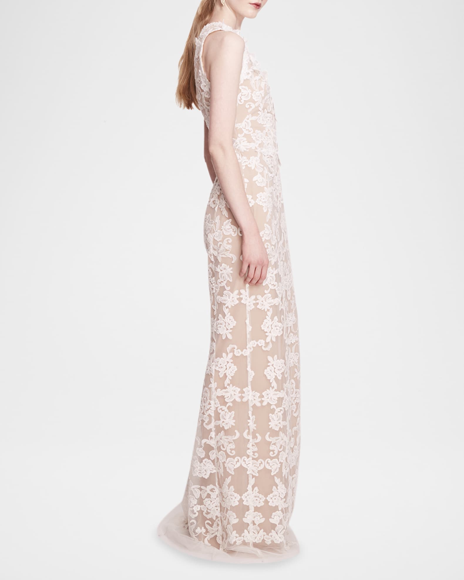 Marchesa Notte Sleeveless Lace Column Gown | Neiman Marcus