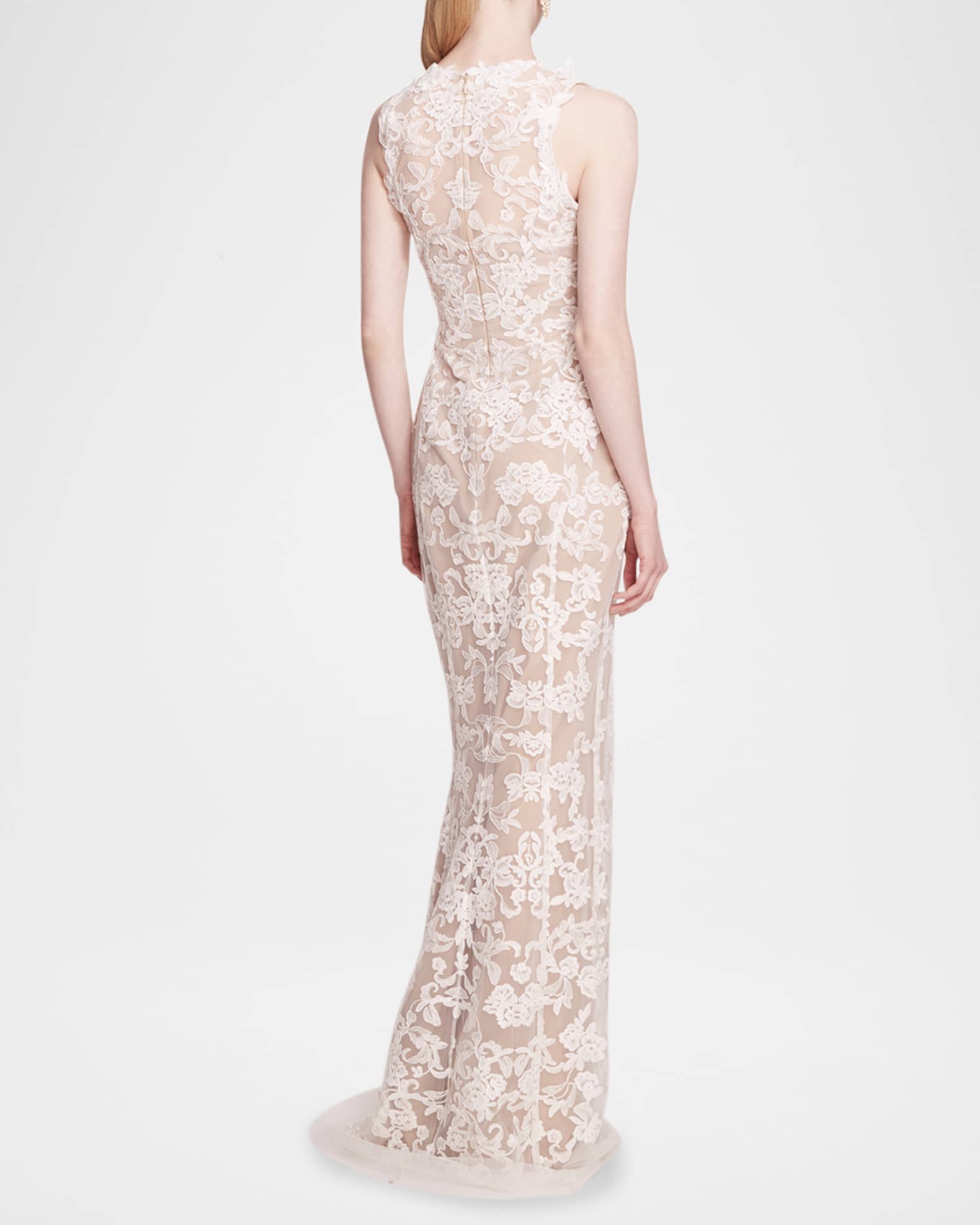 Marchesa Notte Sleeveless Lace Column Gown | Neiman Marcus