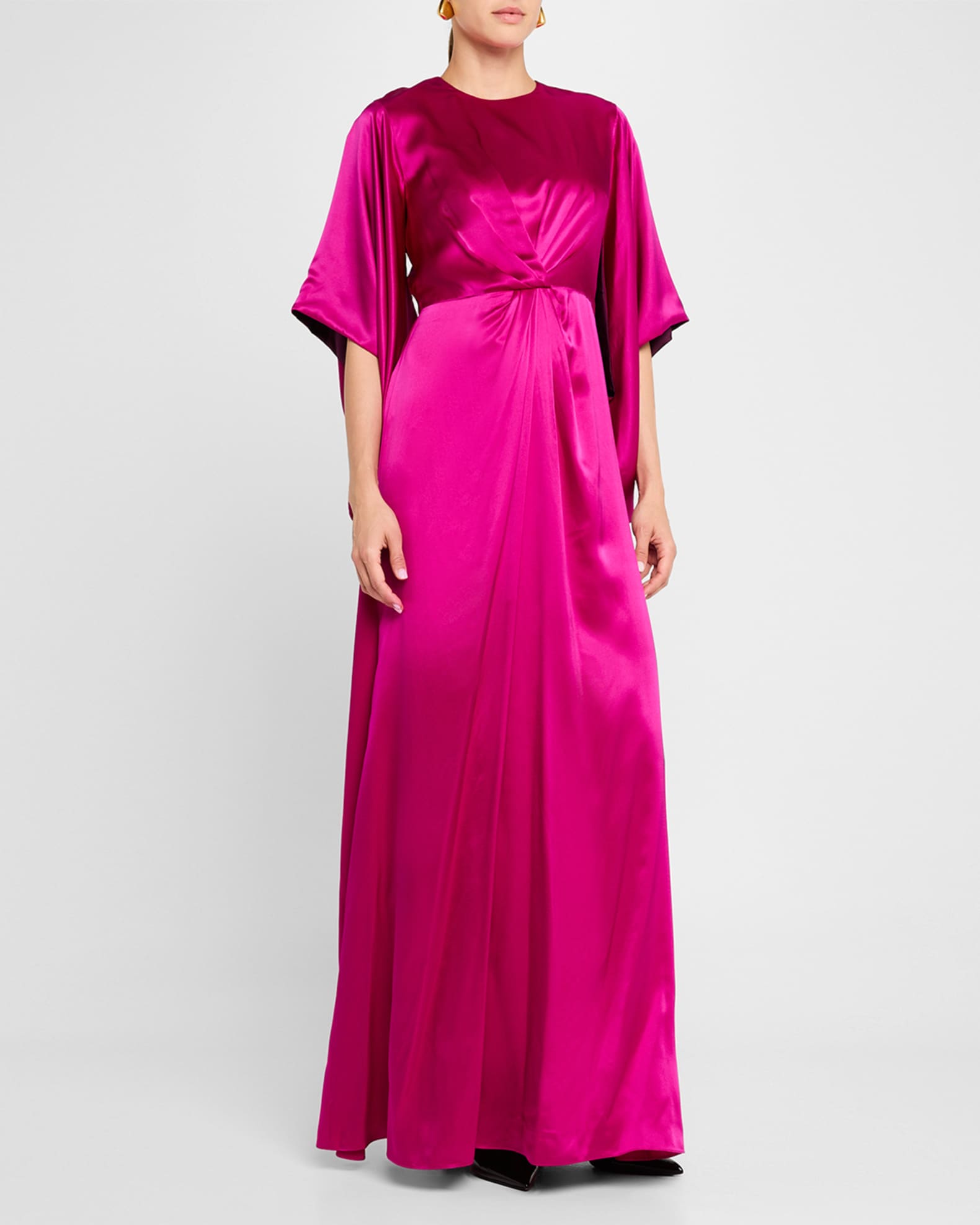 E.Stott Alexandra Pleated Silk Satin Maxi Dress | Neiman Marcus