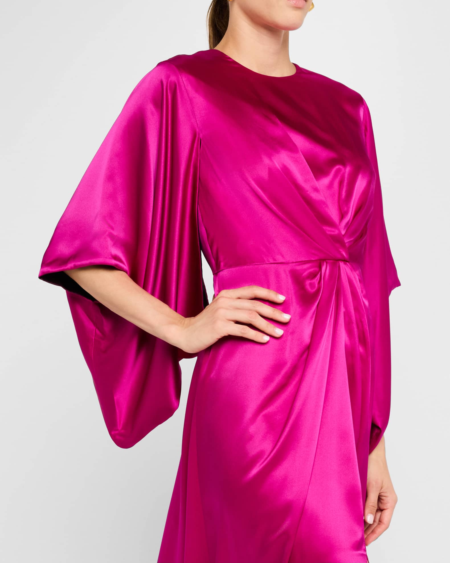 E.Stott Alexandra Pleated Silk Satin Maxi Dress | Neiman Marcus