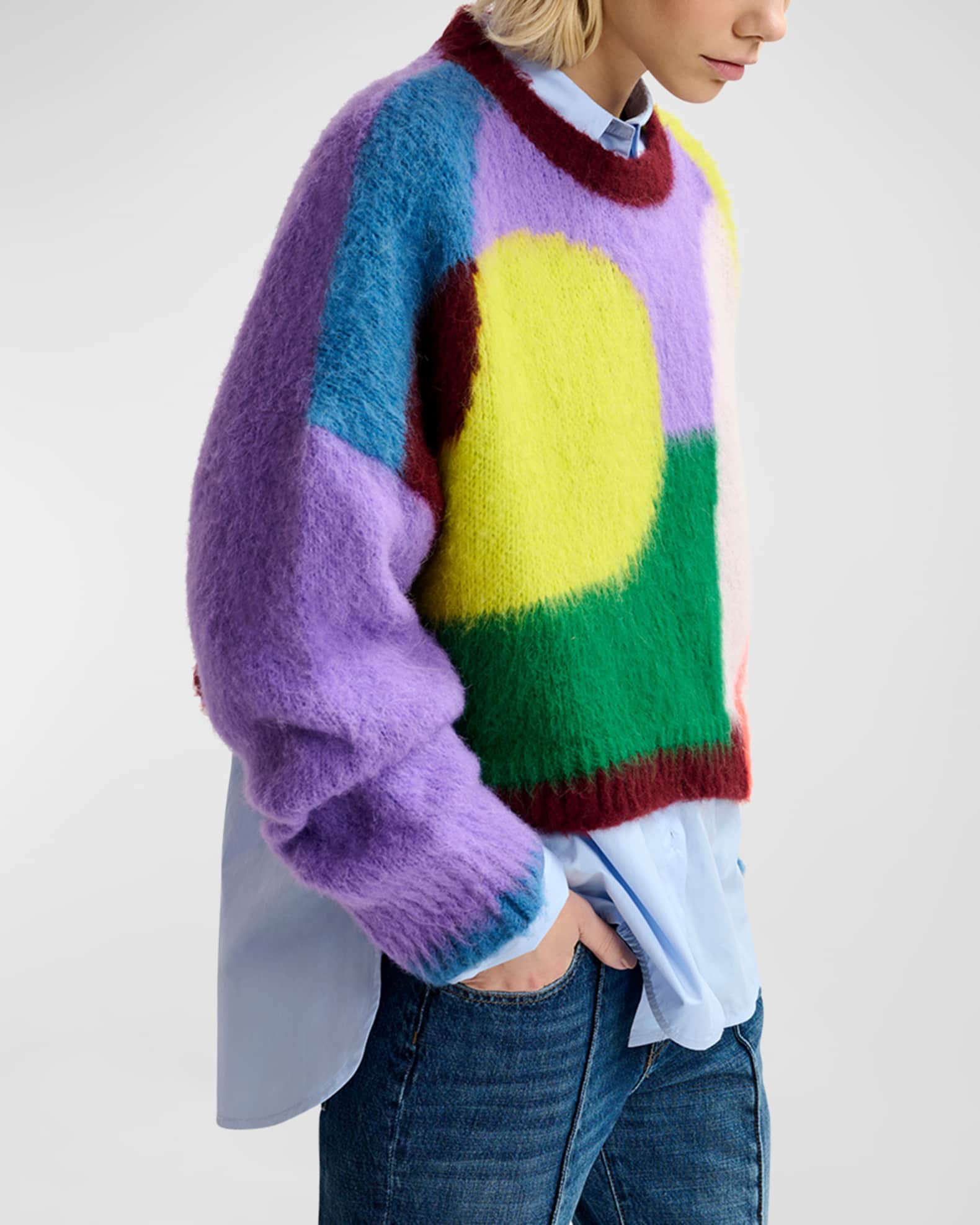 Essentiel Antwerp Groupie Abstract Intarsia-Knit Sweater | Neiman Marcus