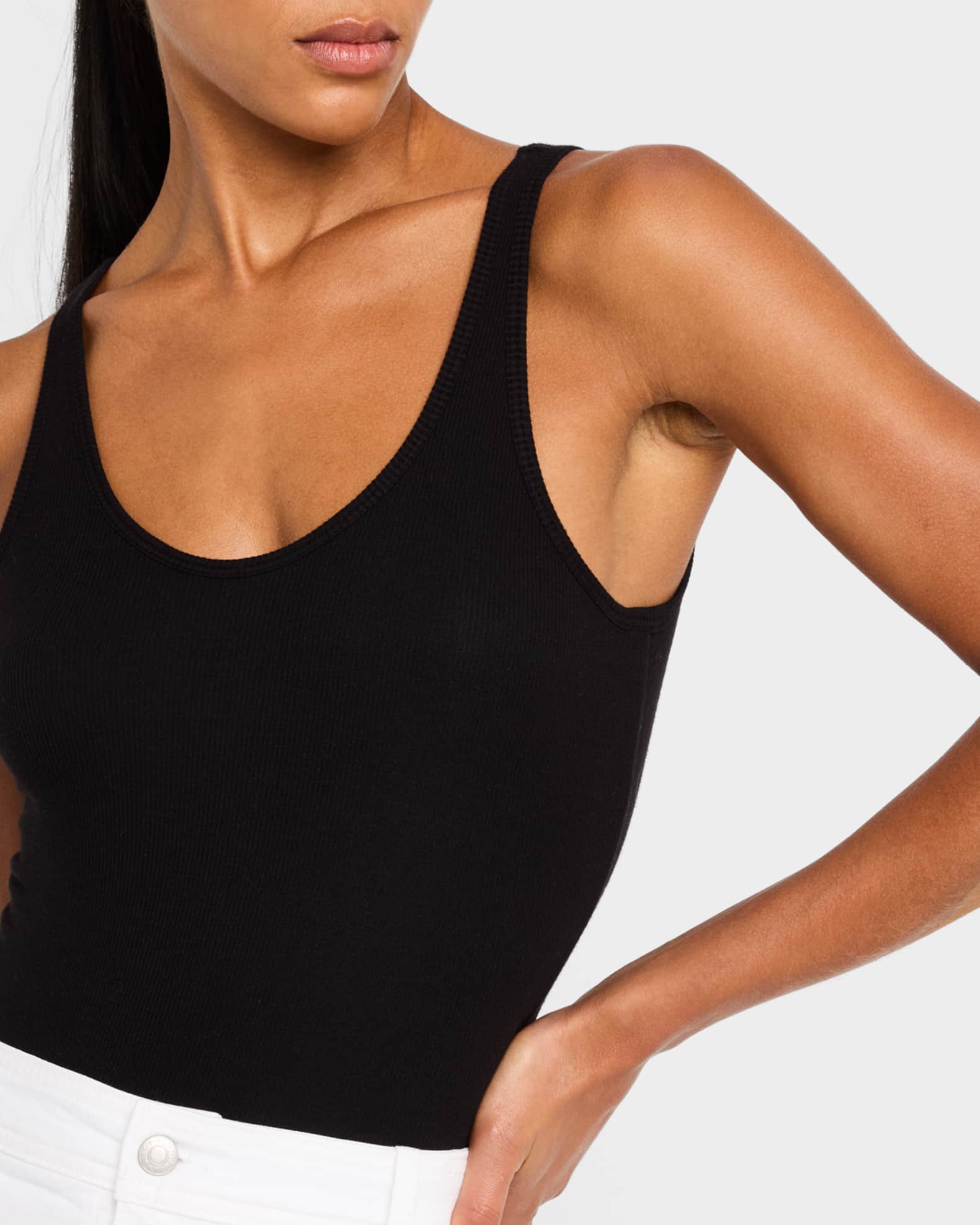 ATM Anthony Thomas Melillo Modal Rib Square-Neck Bodysuit | Neiman Marcus