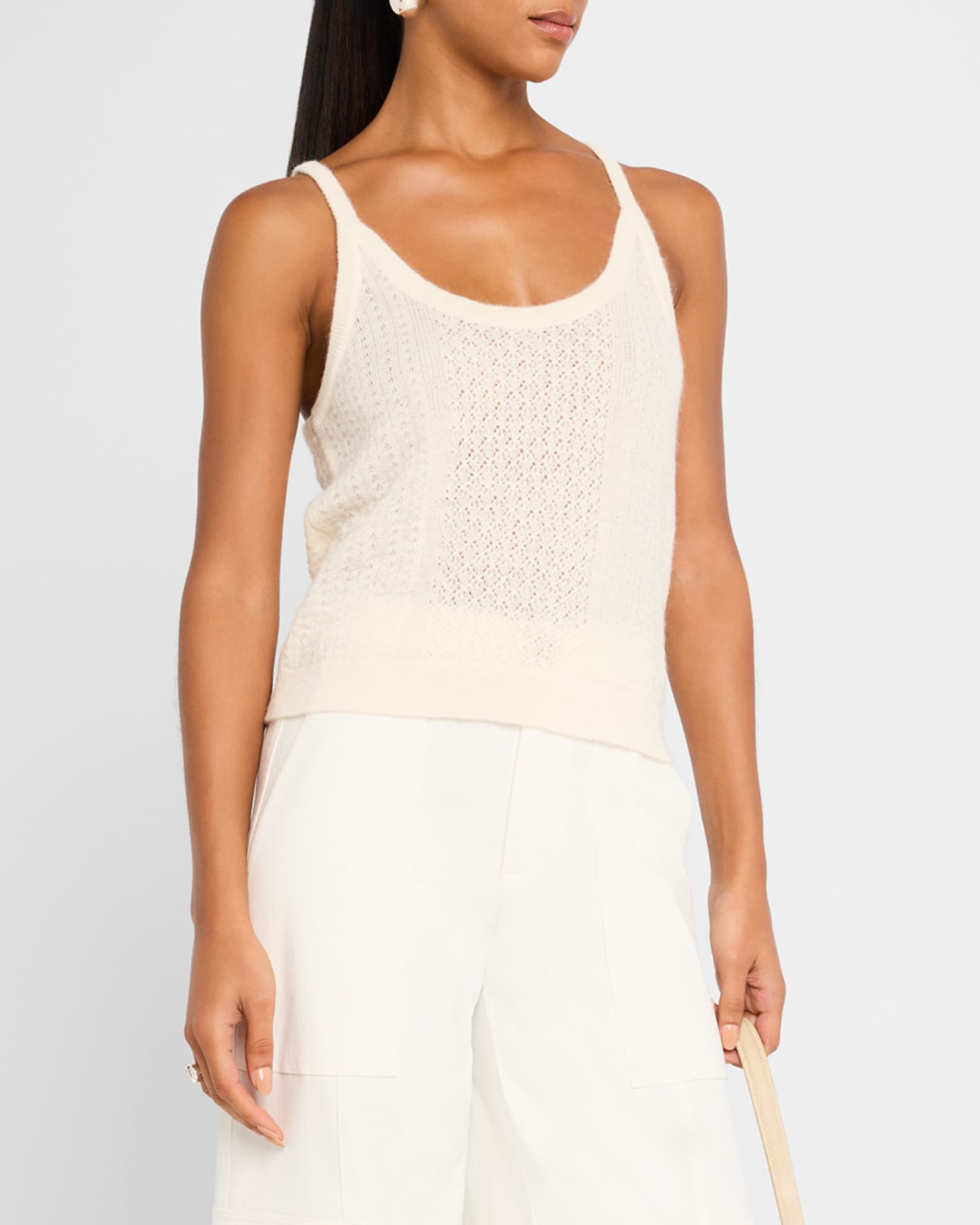 ATM Anthony Thomas Melillo Wool-Blend Mixed Stitch Tank Top | Neiman Marcus