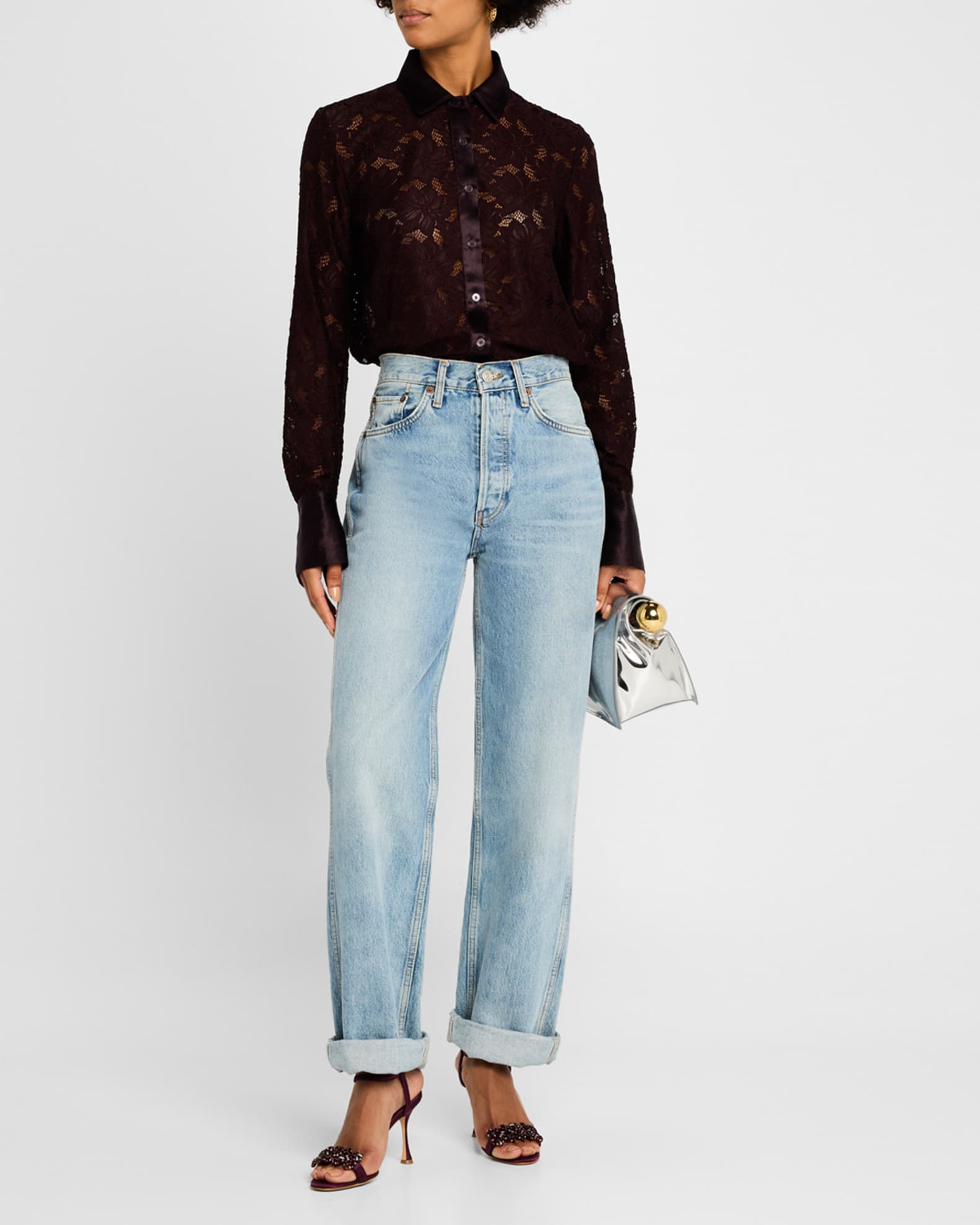 Derek Lam 10 Crosby Raissa Floral Lace Top | Neiman Marcus