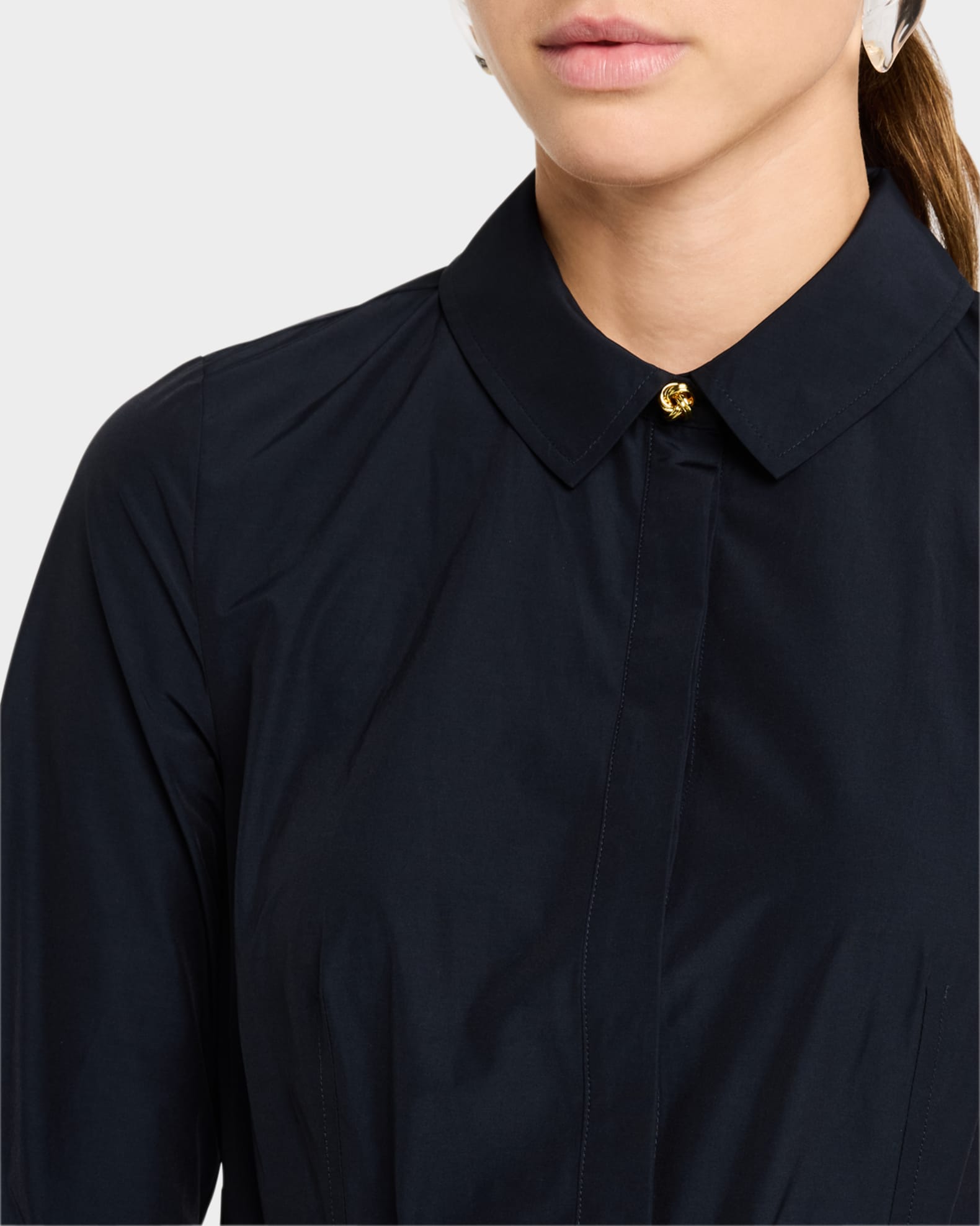 Derek Lam 10 Crosby Annette Long-Sleeve Pleated Shirtdress | Neiman Marcus