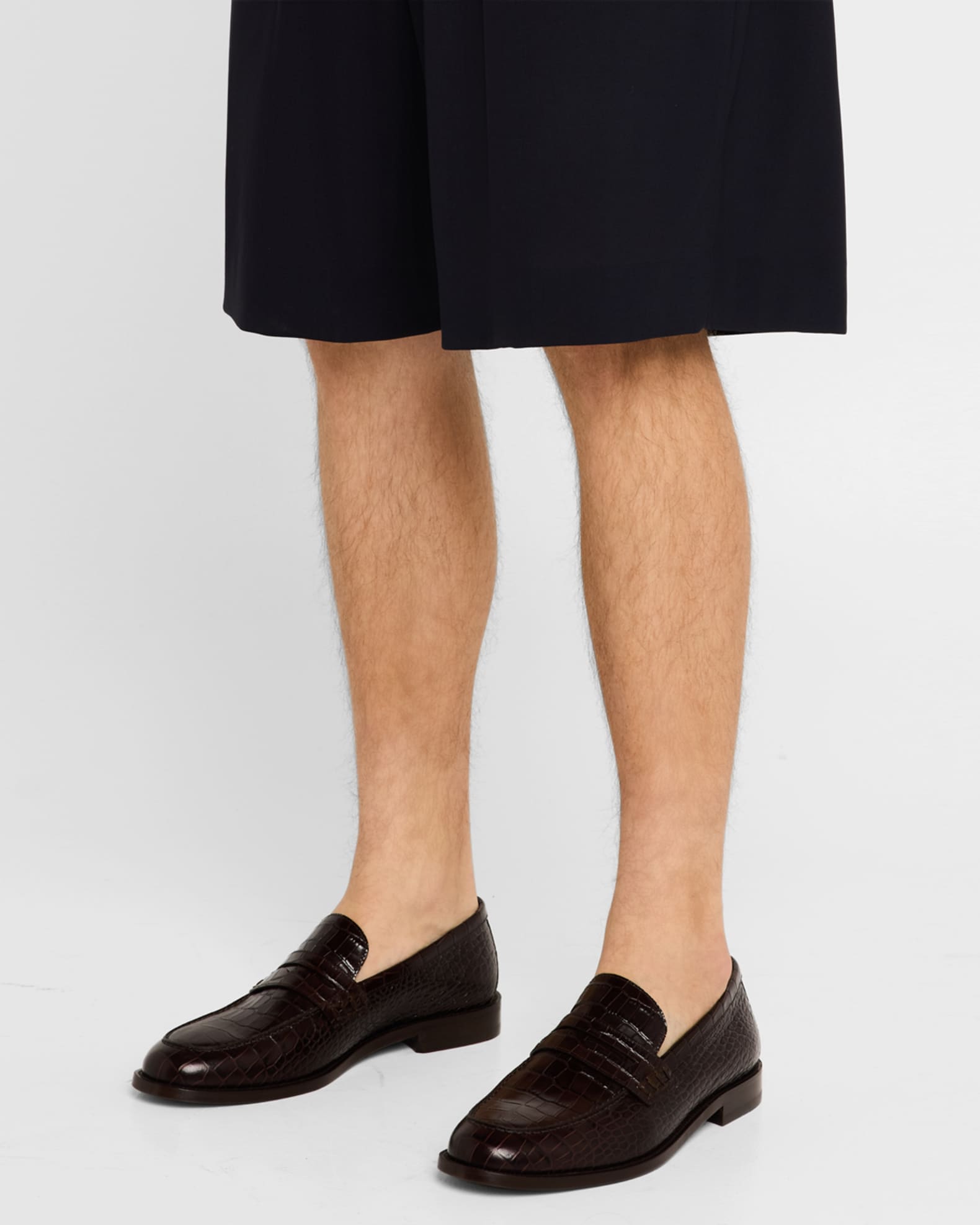 Manolo Blahnik Men's Perry Croc-Effect Leather Penny Loafers | Neiman ...