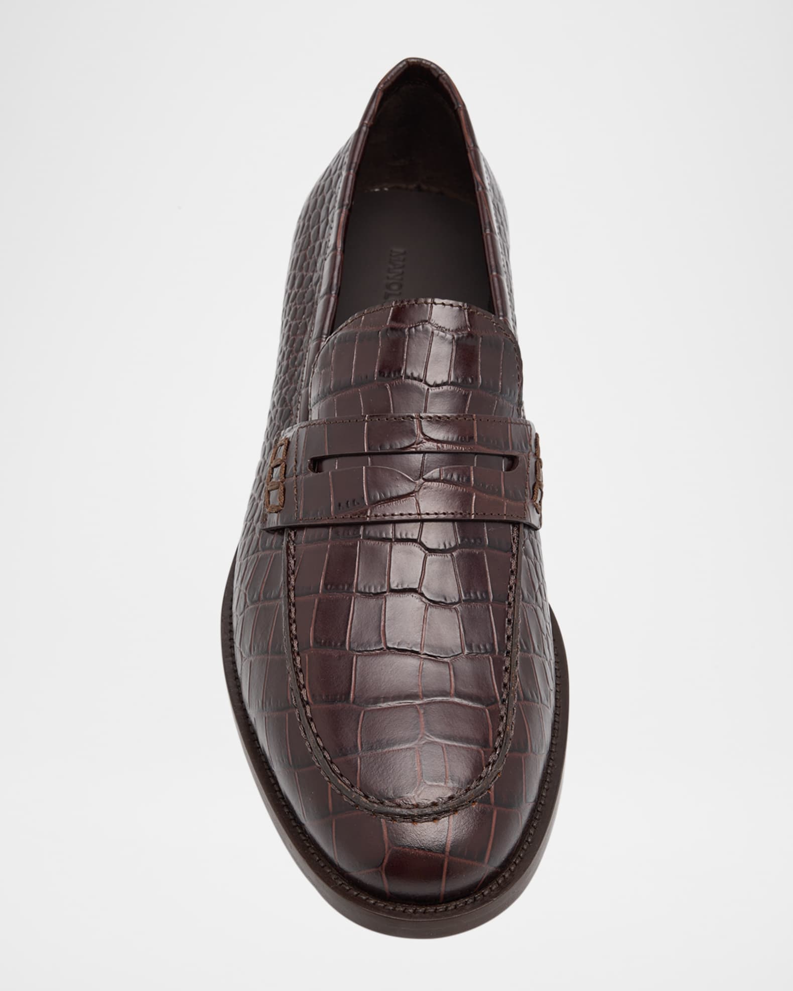 Manolo Blahnik Men's Perry Croc-Effect Leather Penny Loafers | Neiman ...