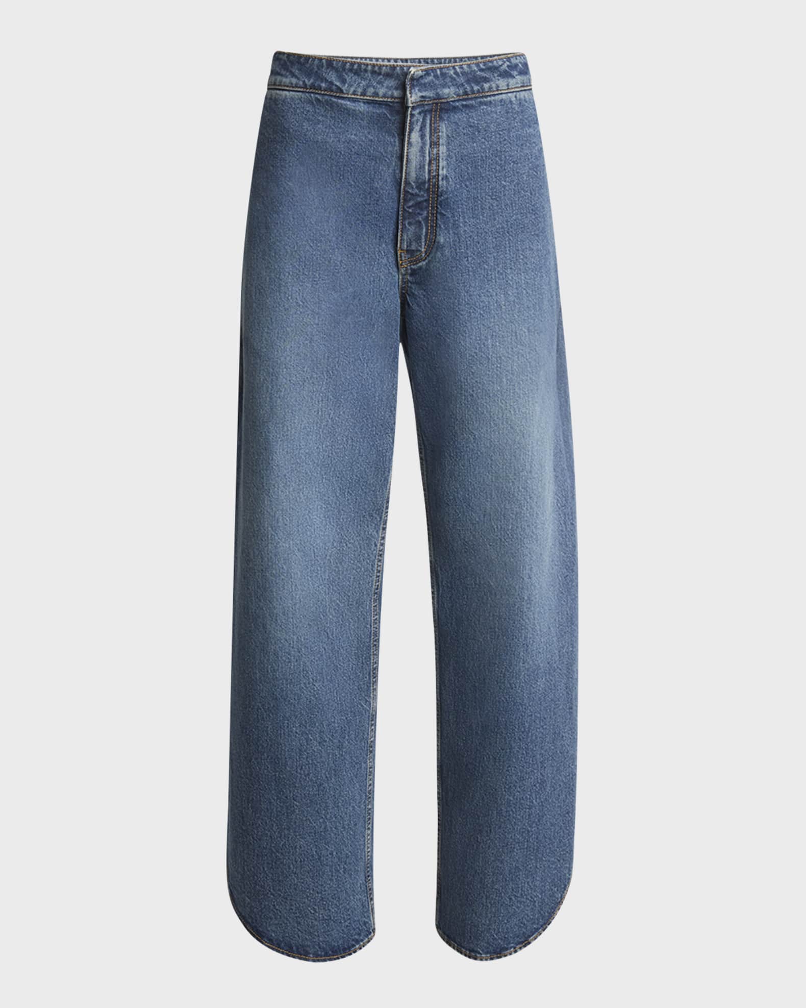 ALAIA Slit Rounded Petal Denim Pants | Neiman Marcus