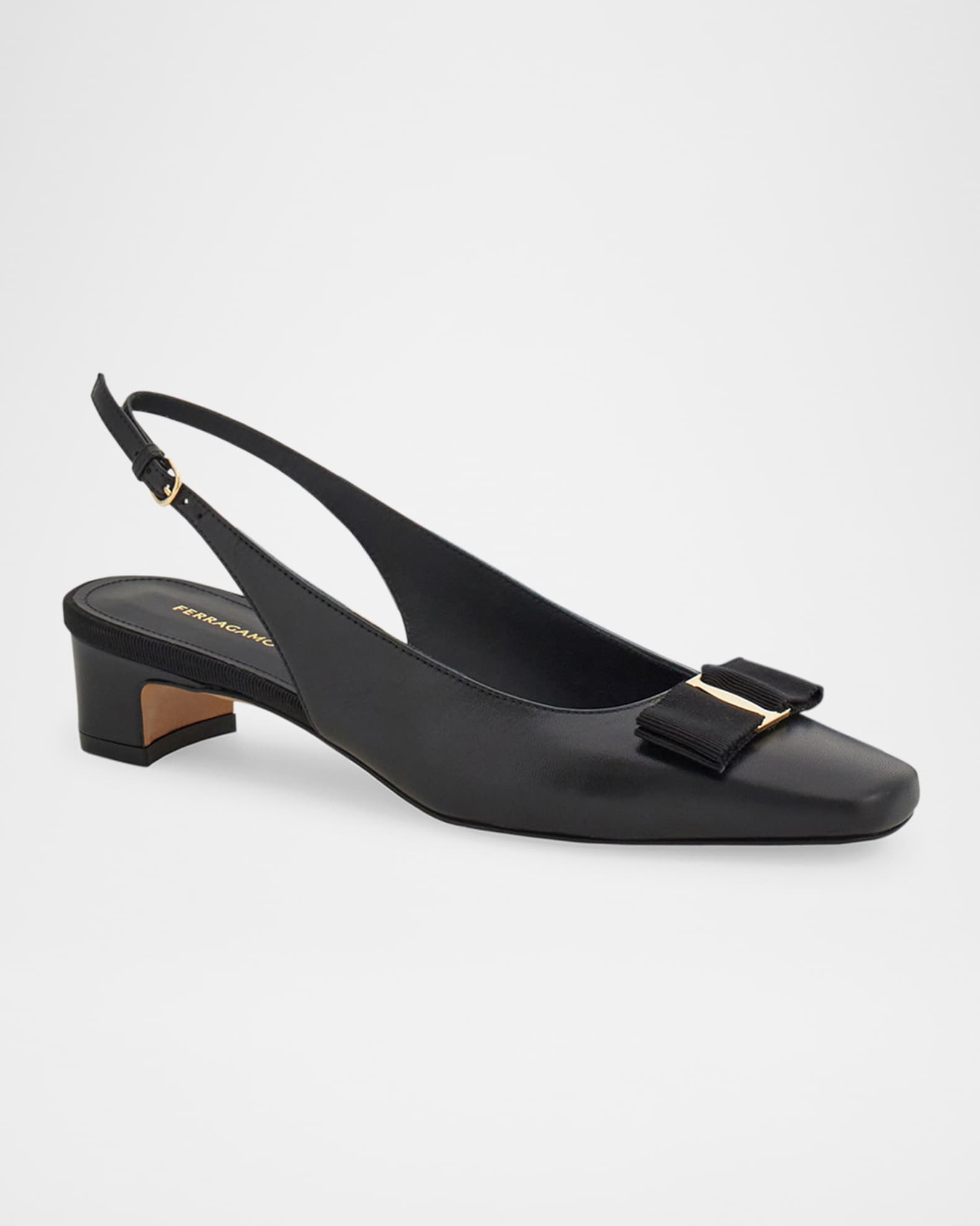 Ferragamo Rivada Leather Bow Slingback Pumps | Neiman Marcus