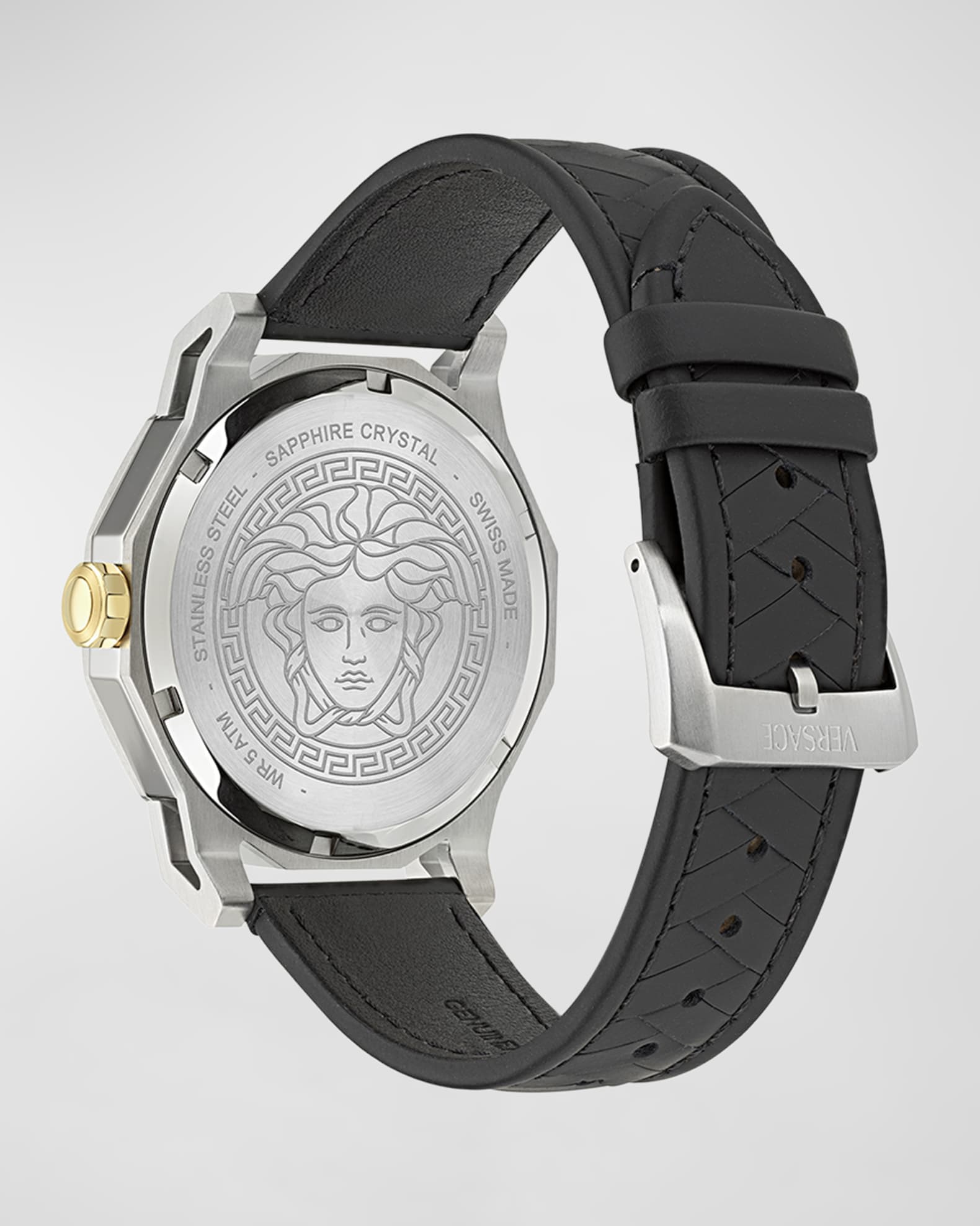 Versace Medusa Deco Leather-Strap Watch, 43mm | Neiman Marcus
