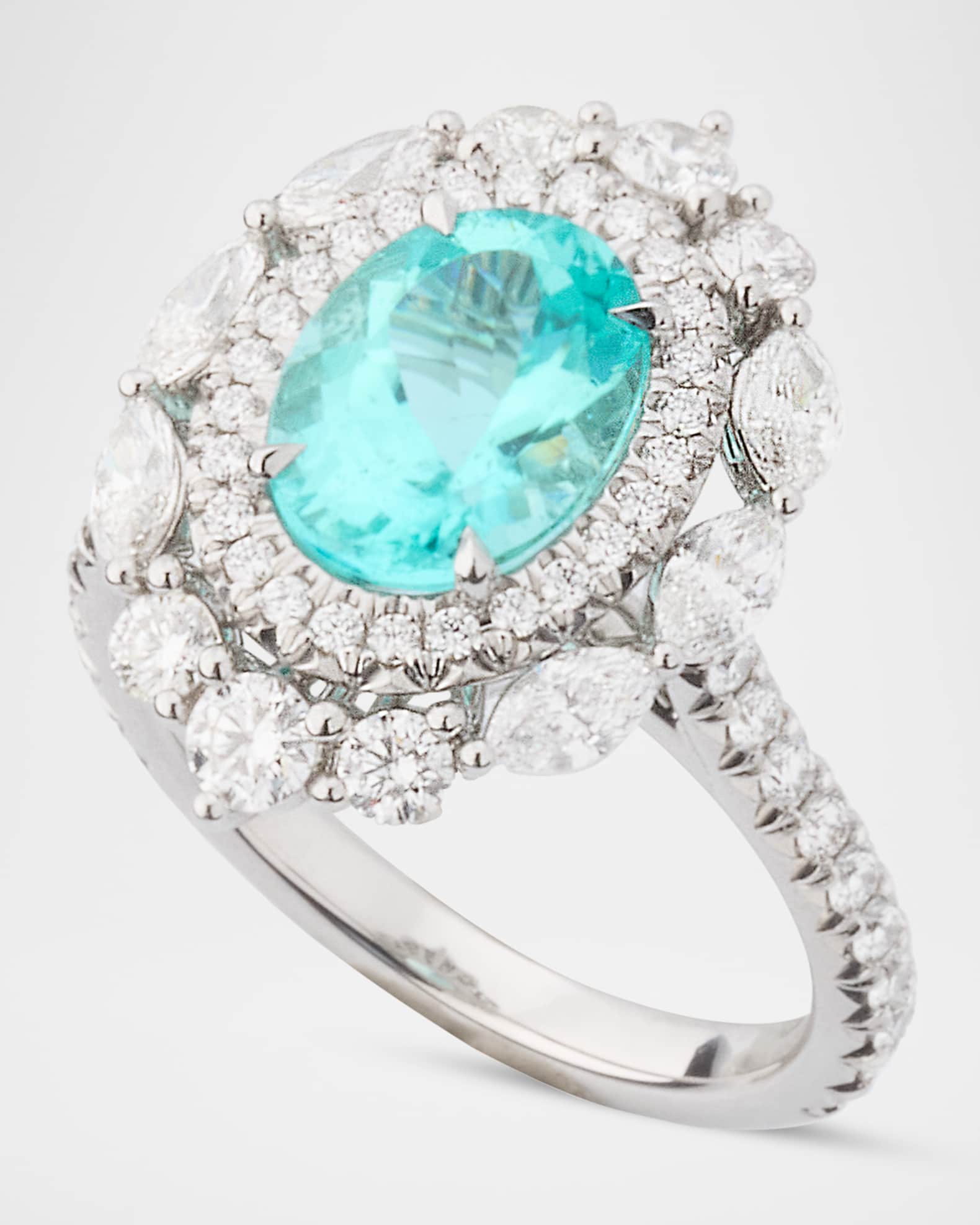 Robert Erich Platinum Diamond and Paraiba Tourmaline Statement Ring ...