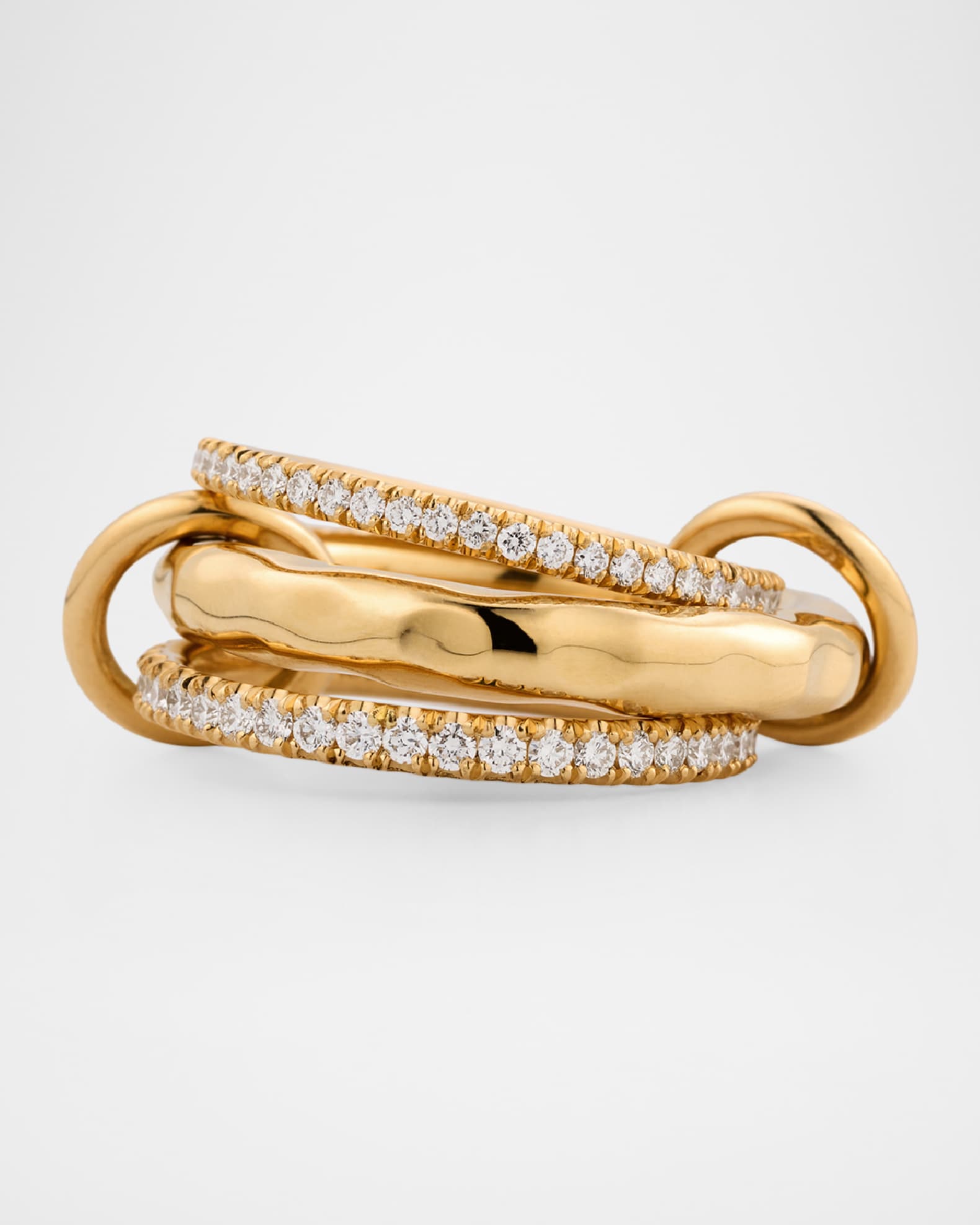 Spinelli Kilcollin Theo 18K Yellow Gold Pavé Vulcan Ring | Neiman Marcus