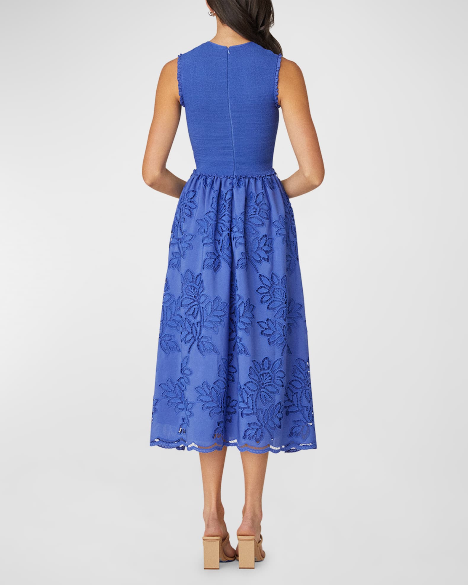 Shoshanna Roberta Floral-Embroidered Midi Dress | Neiman Marcus