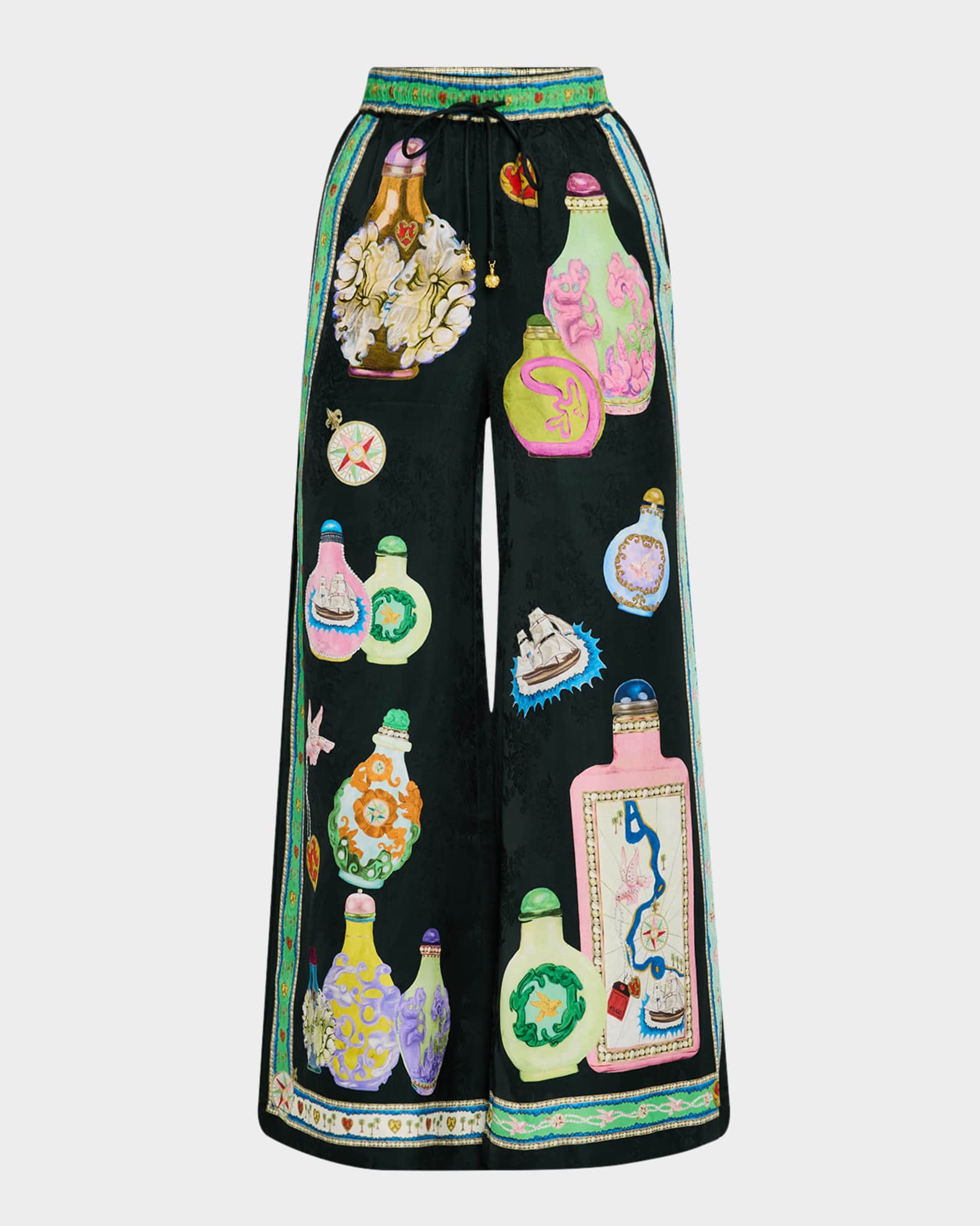 ALEMAIS Royal Wide-Leg Jacquard Pants | Neiman Marcus