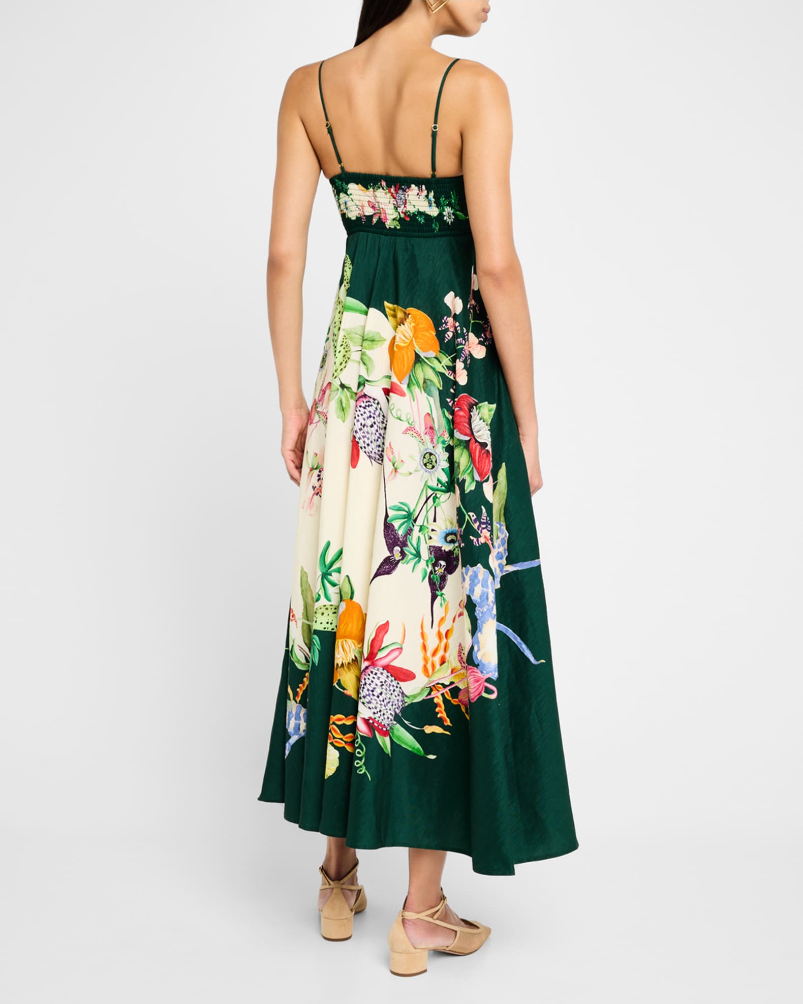 ALEMAIS Aggie Floral Linen-Blend Sleeveless Maxi Sundress | Neiman Marcus