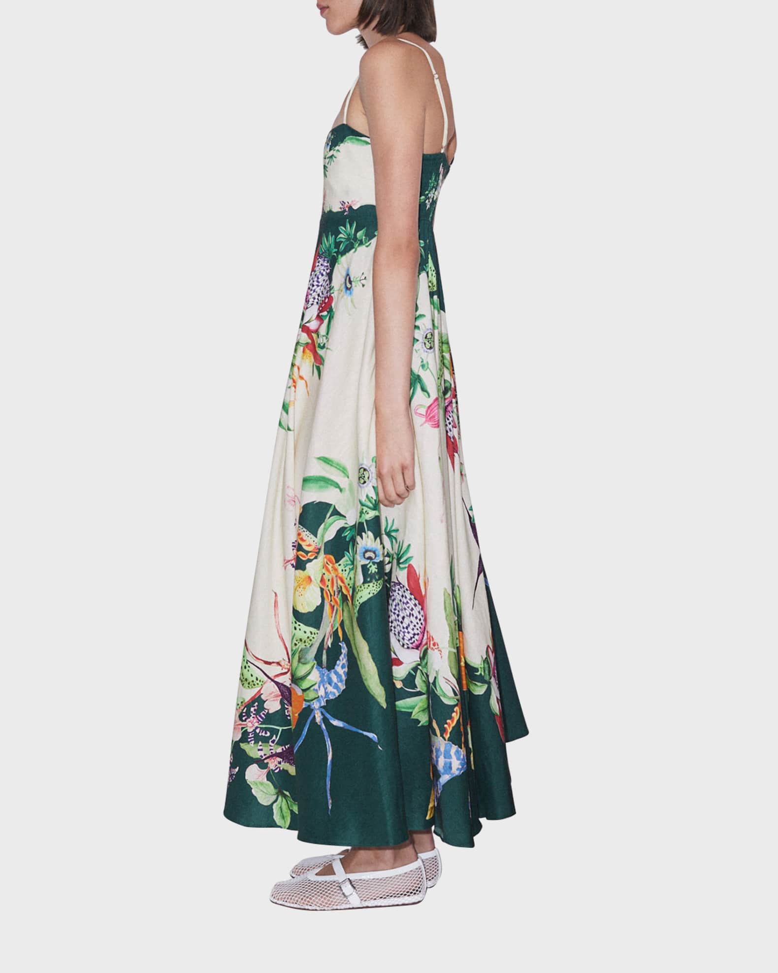 ALEMAIS Aggie Floral Linen-Blend Sleeveless Maxi Sundress | Neiman Marcus