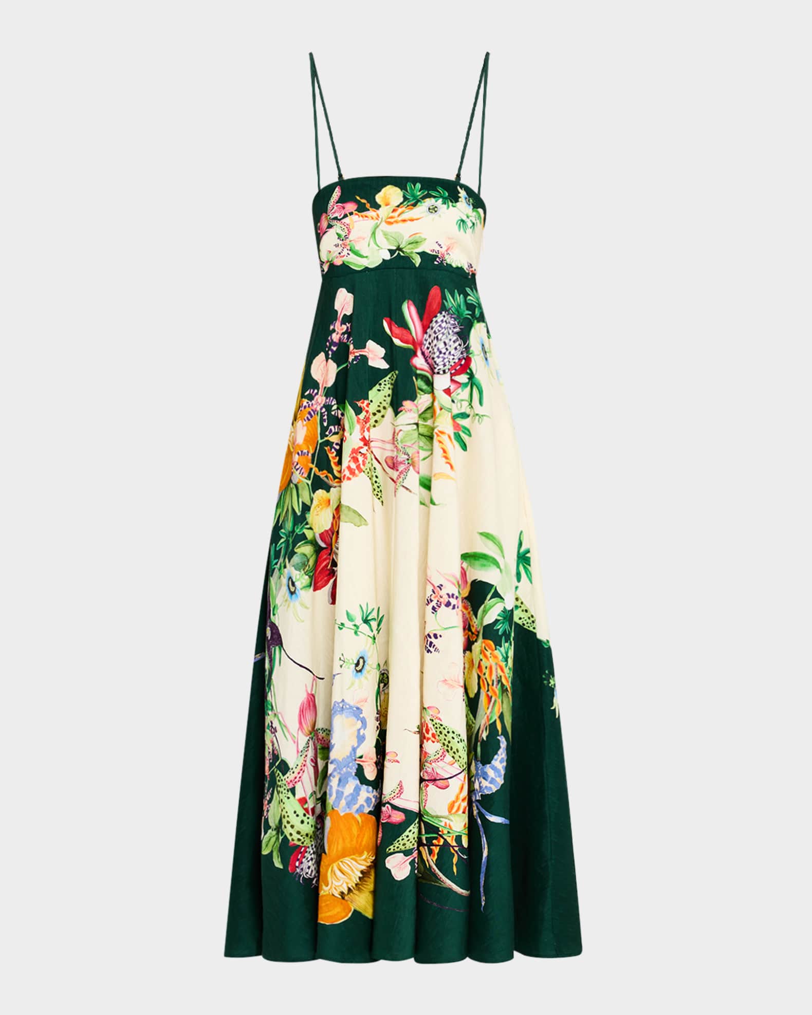 ALEMAIS Aggie Floral Linen-Blend Sleeveless Maxi Sundress | Neiman Marcus