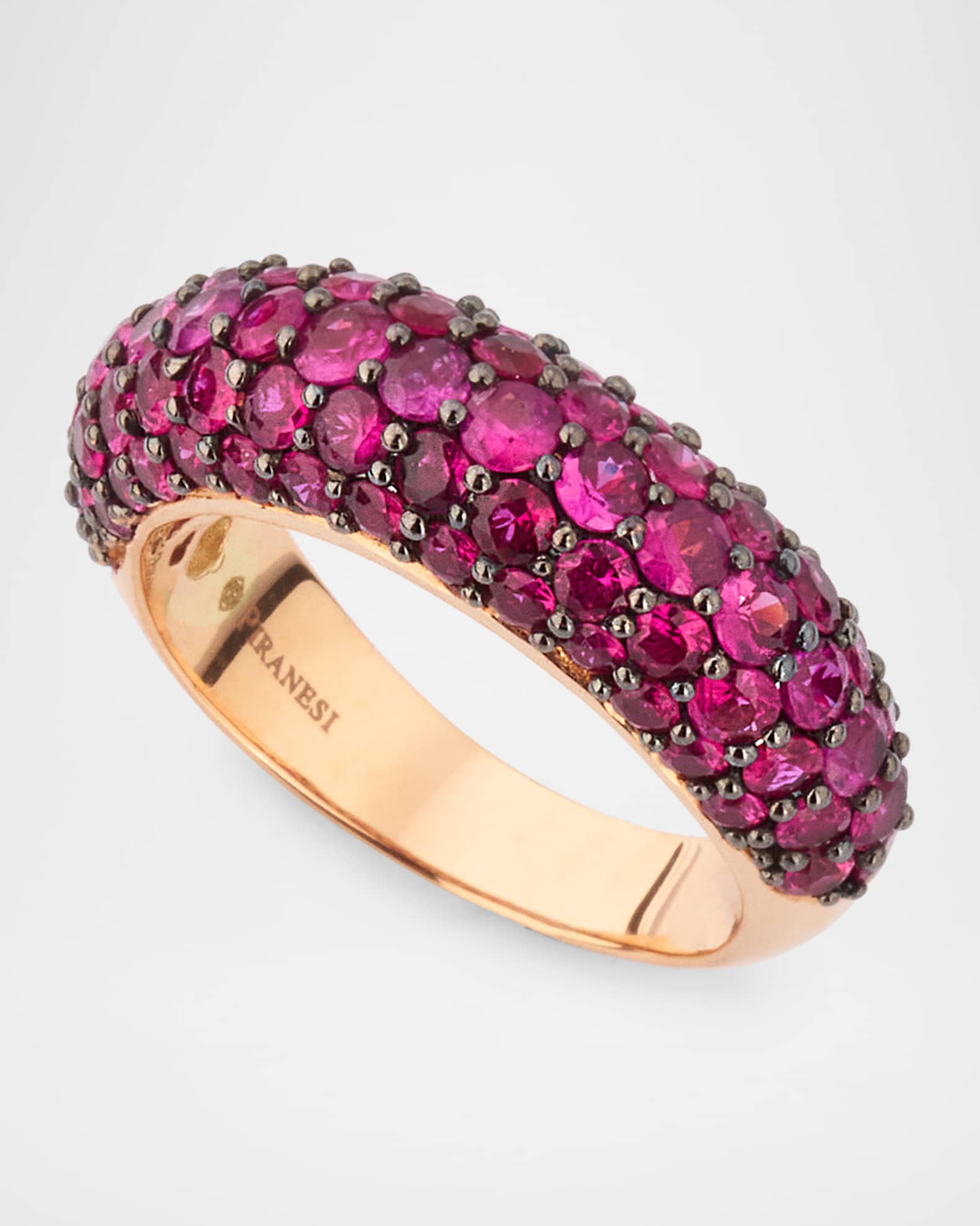Piranesi 18K Rose Gold Deep Pink Sapphire Dome Ring, Size 6 | Neiman Marcus