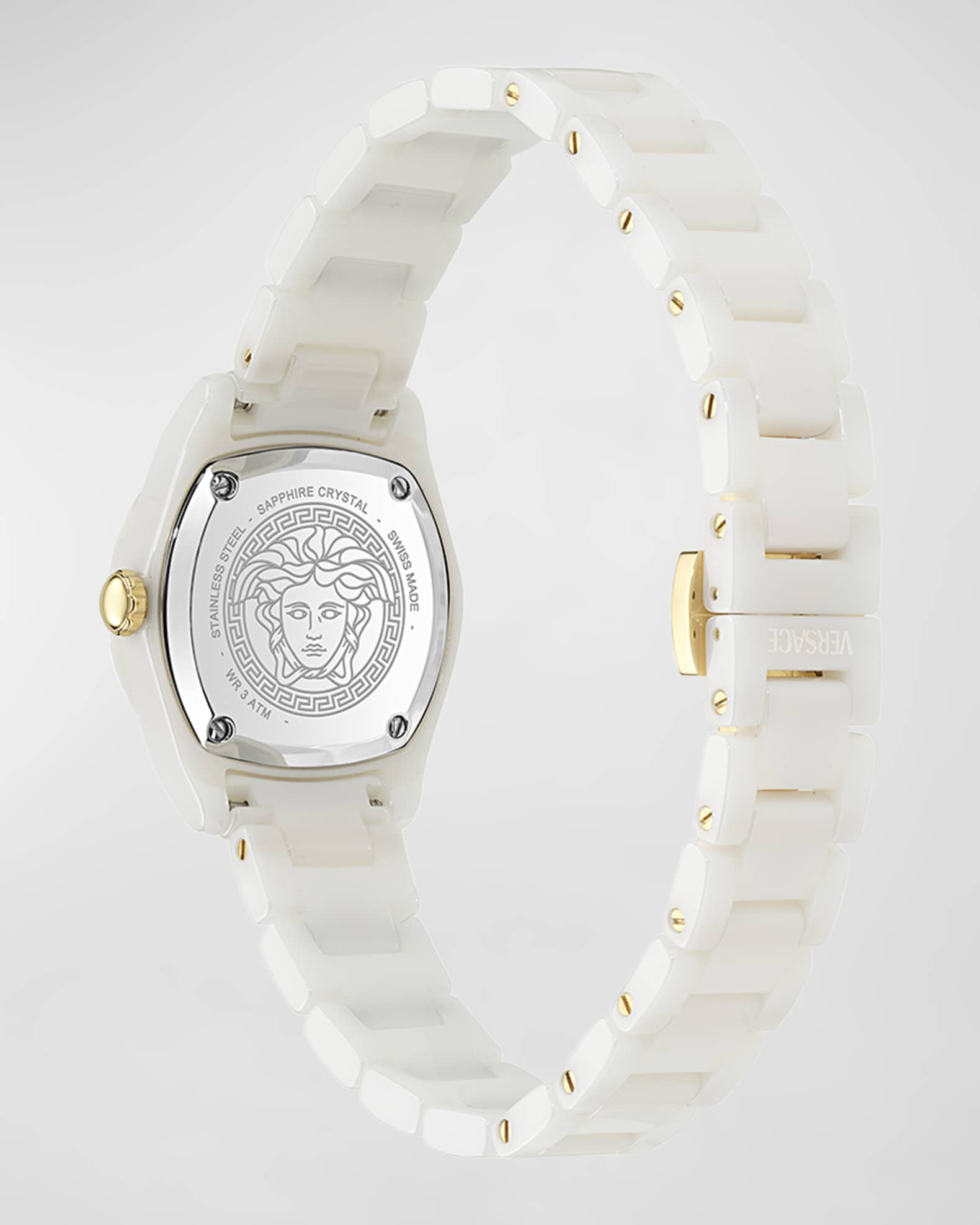 Versace 28mm DV One Watch with Bracelet Strap, White | Neiman Marcus
