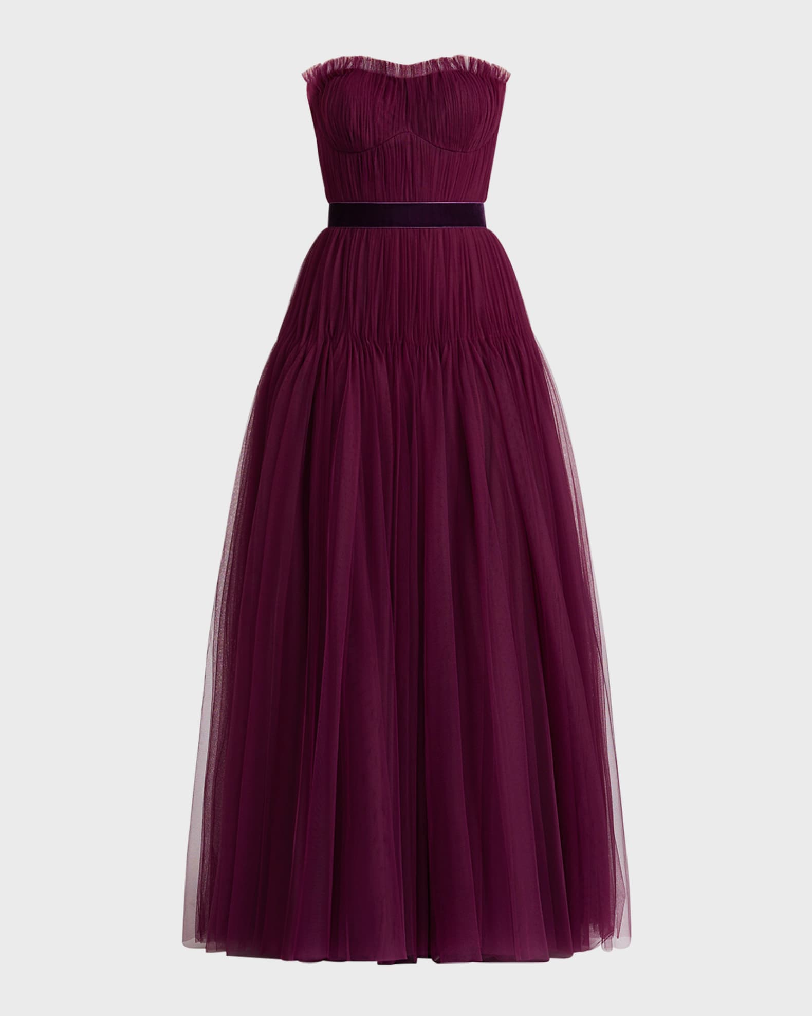 Zac Posen Strapless A-Line Pleated Tulle Gown | Neiman Marcus