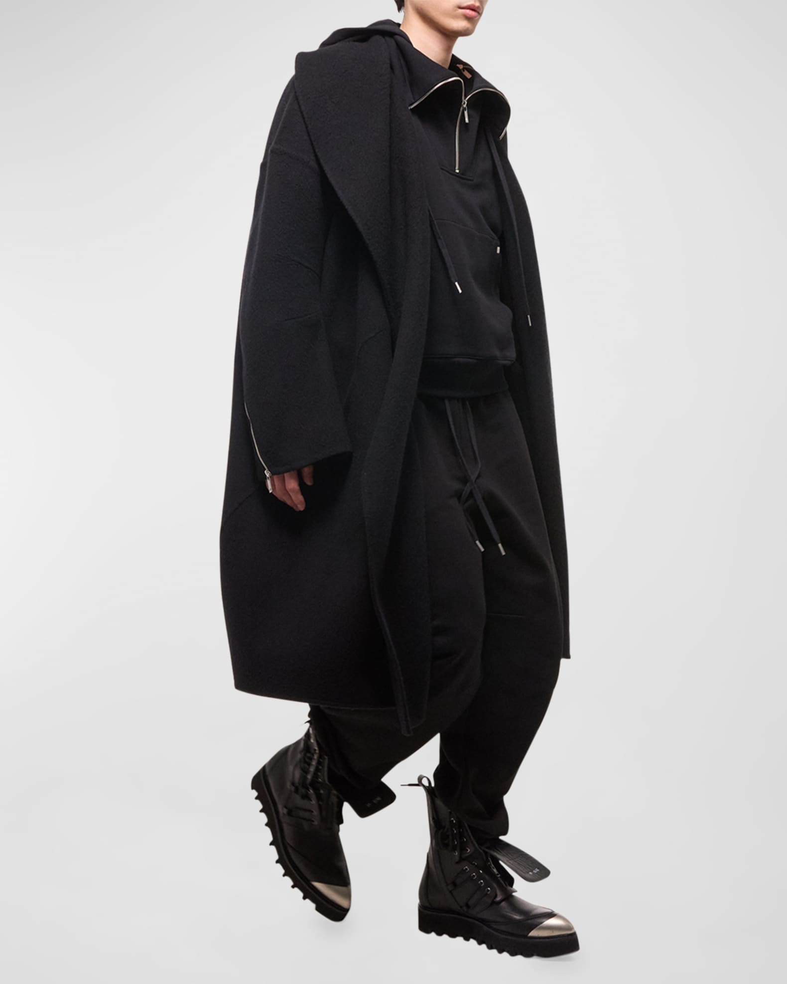 Helmut Lang Men's Apex Wool Cocoon Coat | Neiman Marcus