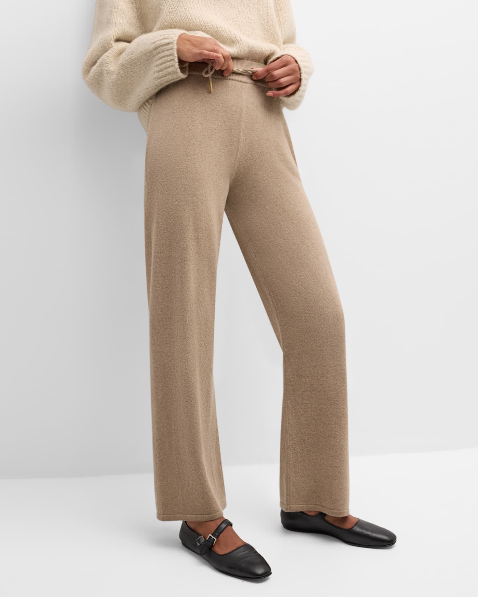 Nili Lotan Lyric Cashmere-Wool Straight-Leg Drawstring Pants | Neiman ...