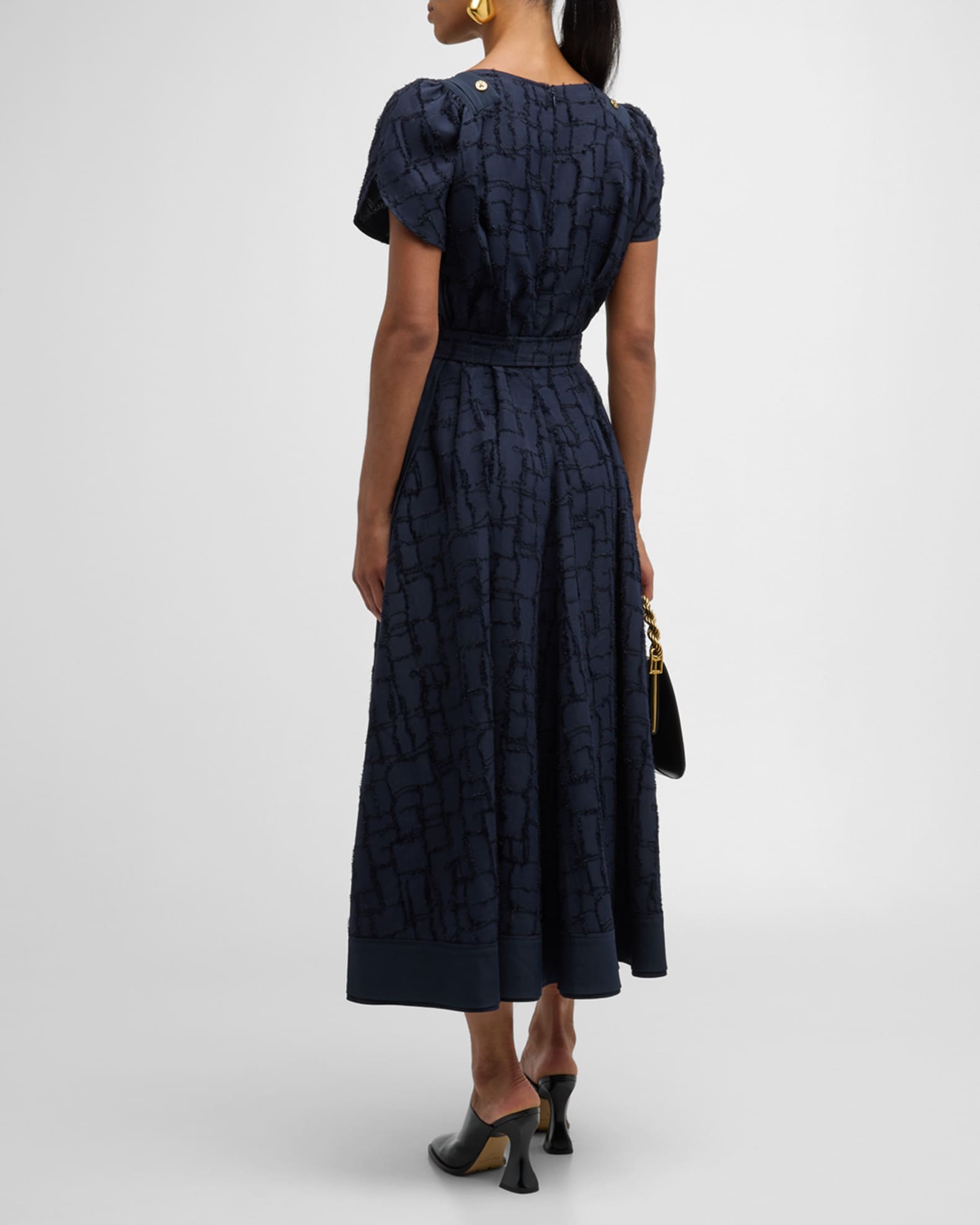 3.1 Phillip Lim Check Jacquard V-Neck Tulip Dress | Neiman Marcus