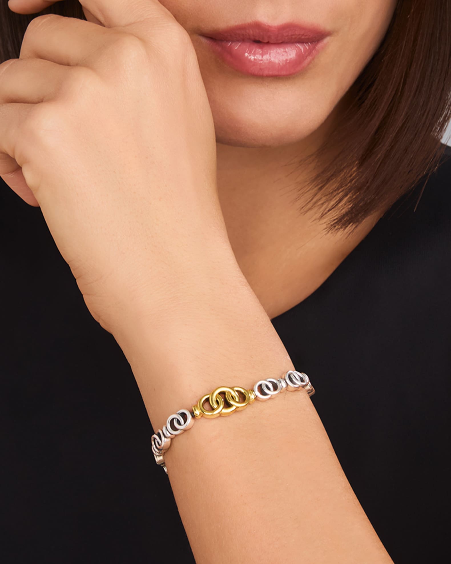 LAGOS Signature Caviar Interlocking Taper Link Bracelet | Neiman Marcus