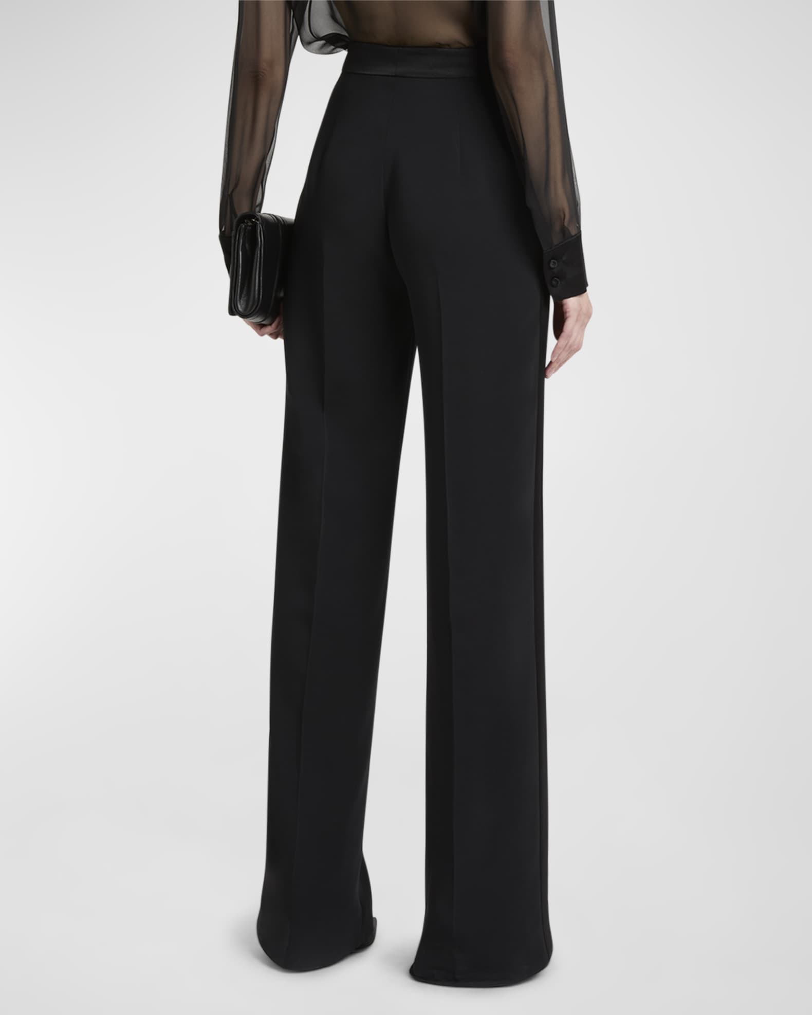 Alberta Ferretti High-Rise Pleated Flared Trousers | Neiman Marcus