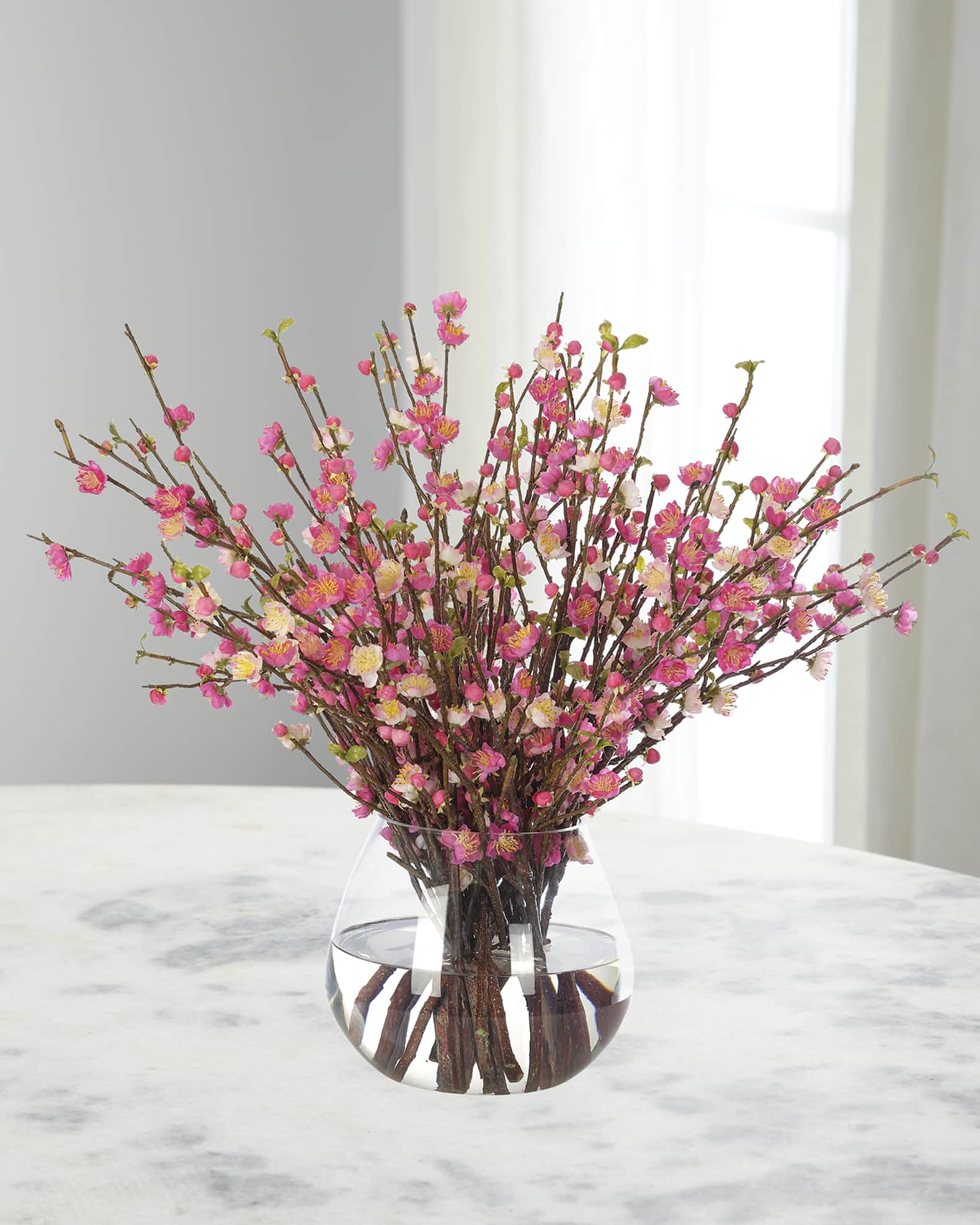 NDI Cherry Blossoms 30" Faux Floral Arrangement in a Glass Vase ...